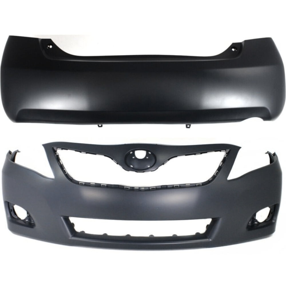 DAMAIJOY 2pcs Front & Rear Primed Bumper Cover Fascias with Spoiler ...