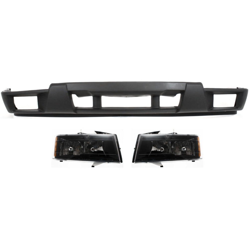 DAMAIJOY 3pcs Front Textured Bumper Cover with Headlights Kit for Chevy ...