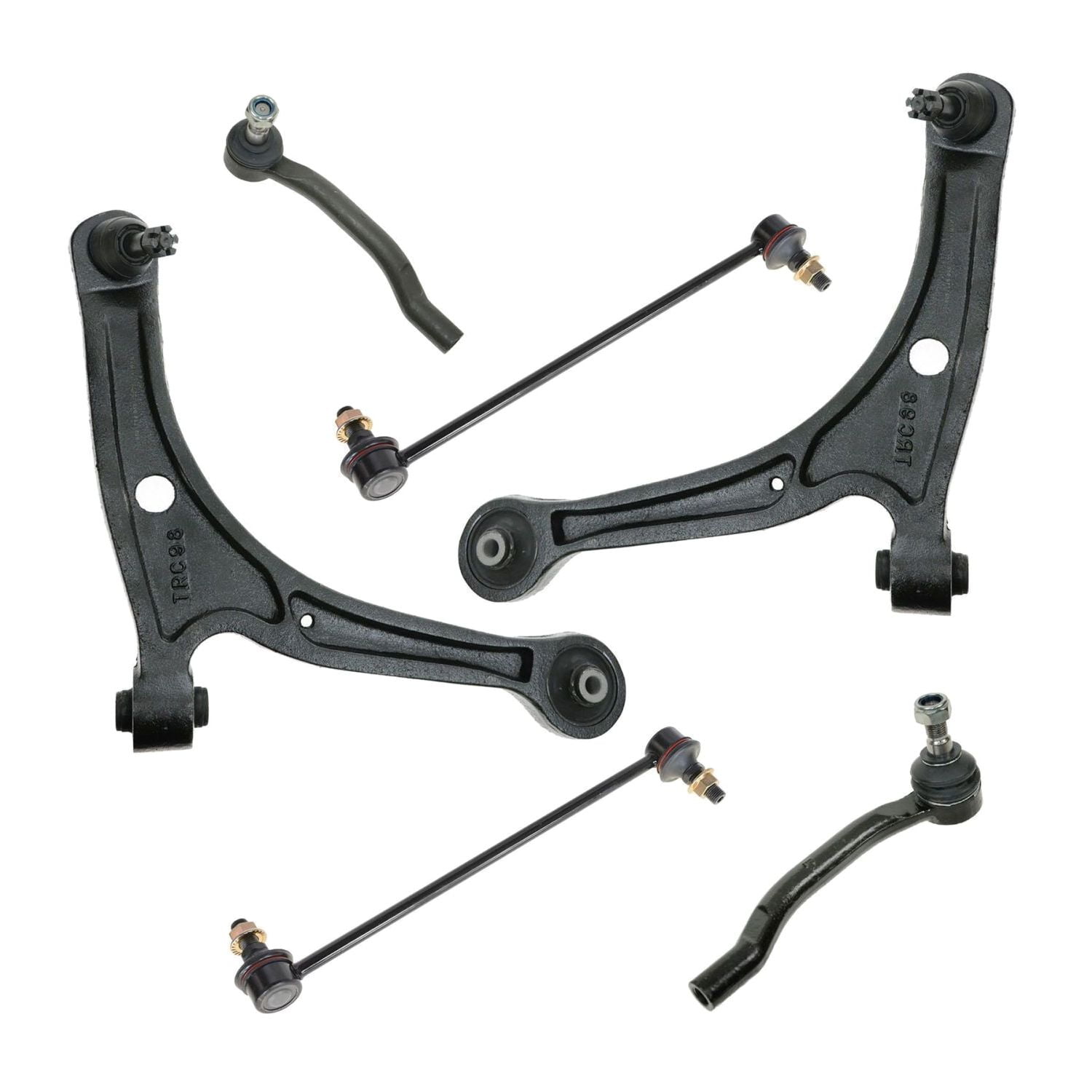 DAMAIJOY 6pc Steering & Suspension Kit Control Arms Tie Rods Sway Bar ...