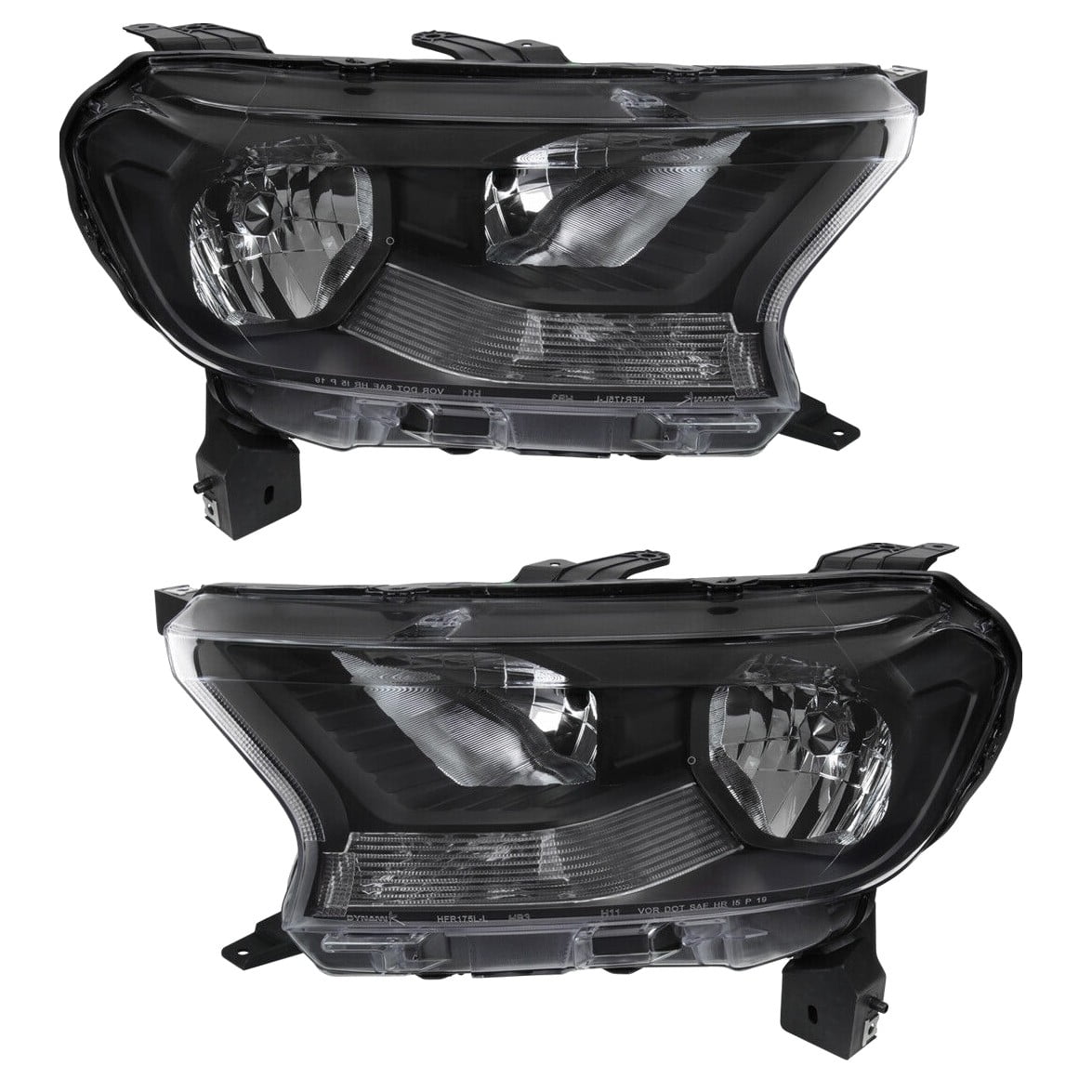 DAMAIJOY Black Headlights Lamps Left+Right Heavy Duty ABS Plastic ...