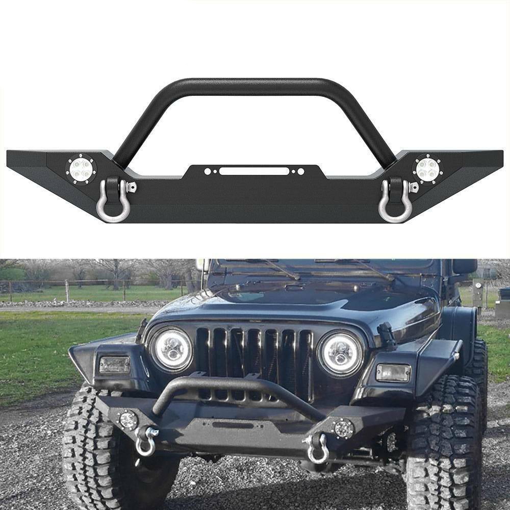 DAMAIJOY Front Black Iron Bumper Cover Fog Light Cut-out for Jeep for ...