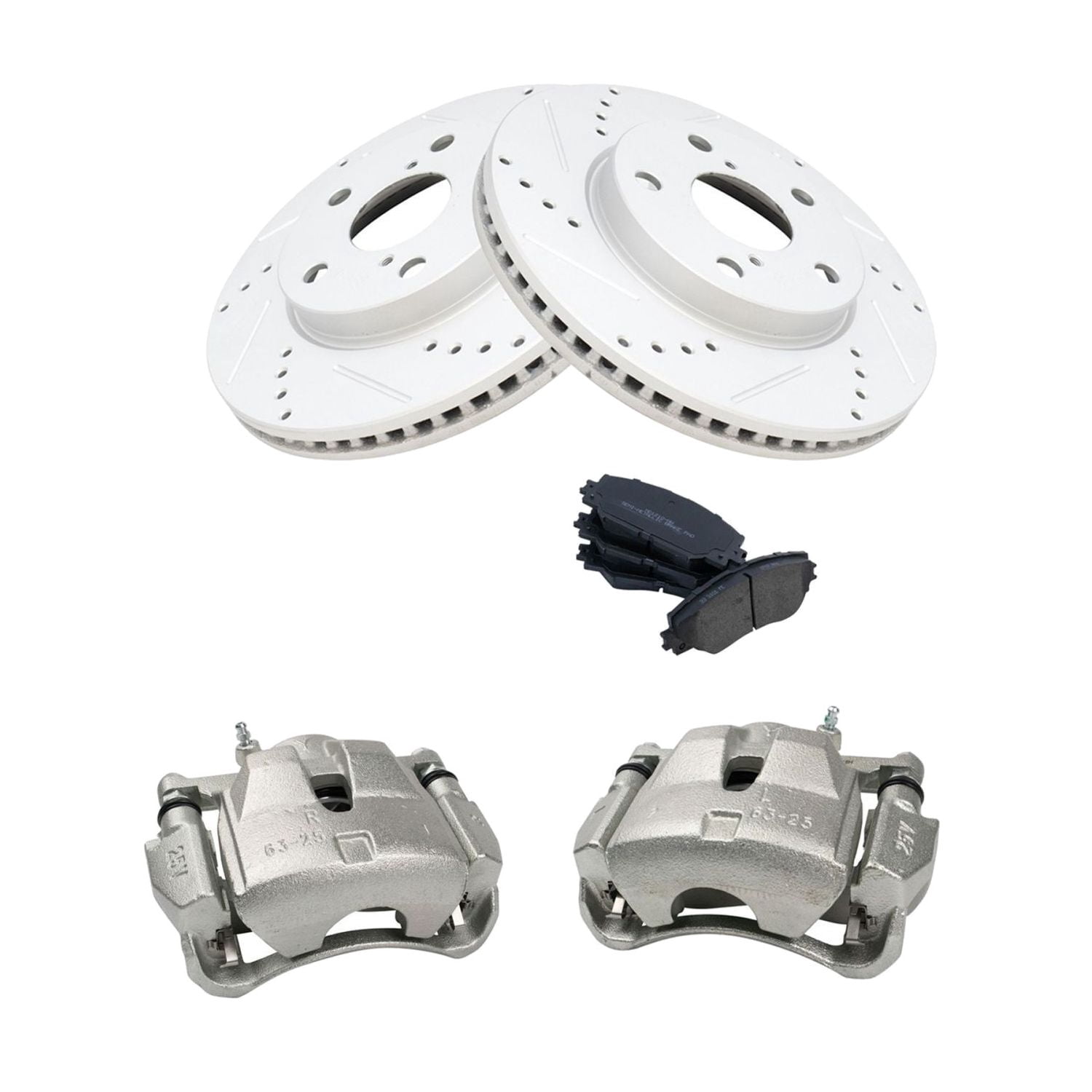 DAMAIJOY Front Brake Calipers Pads & Drilled Rotors 5 Lug-Wheel Lug ...