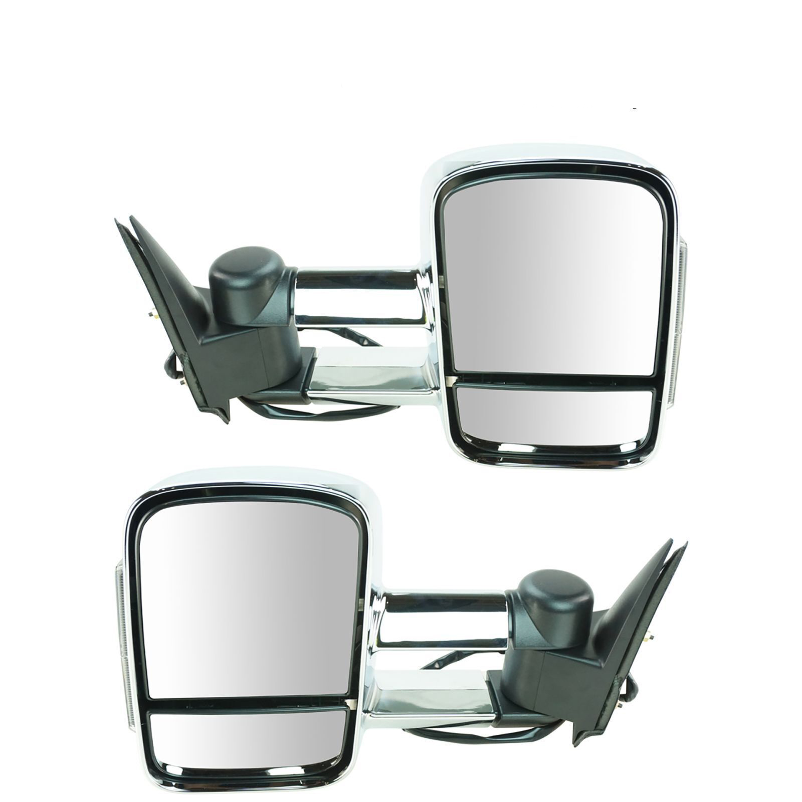 DAMAIJOY Towing Power Heated Turn Signal Side Mirrors Chrome Pair Set ...