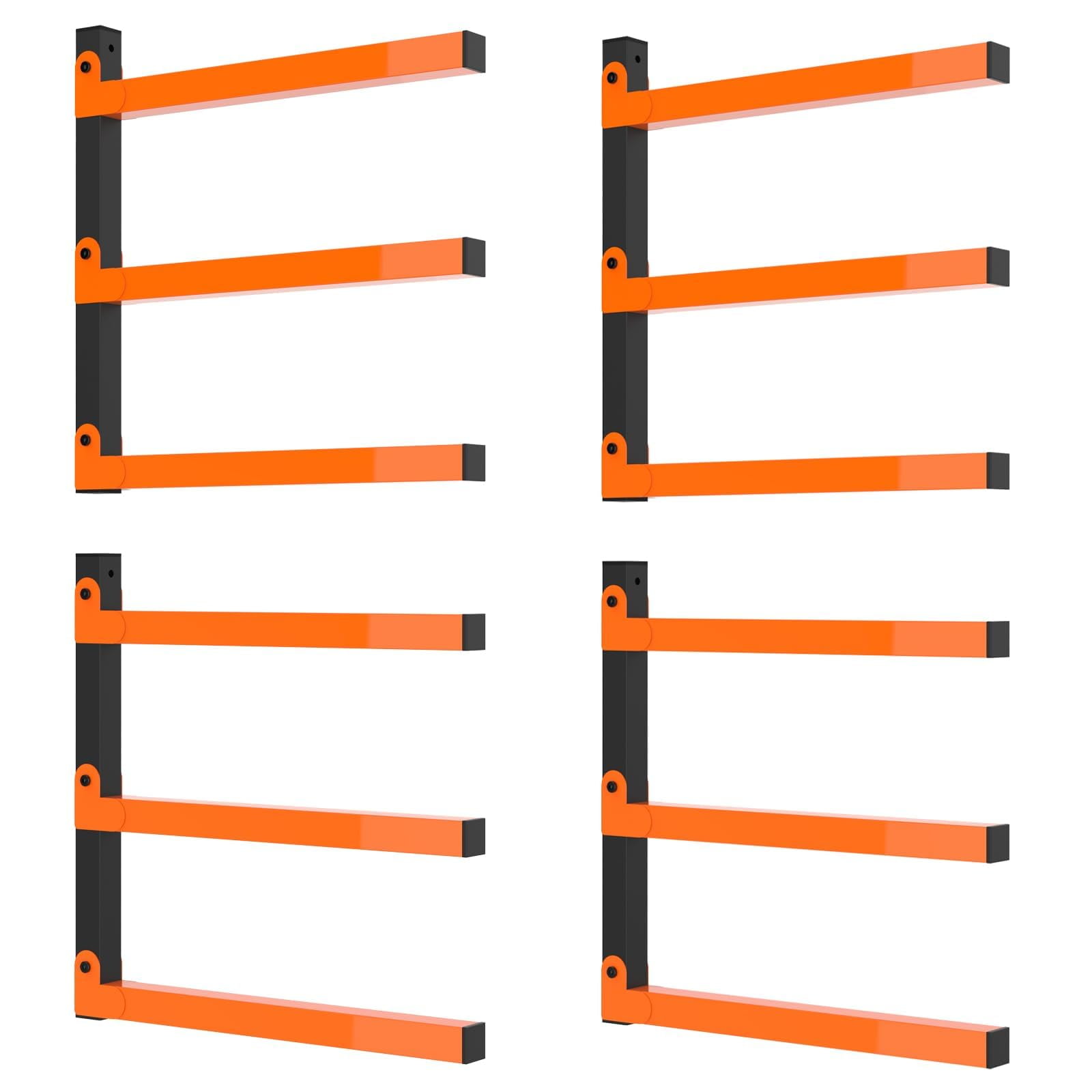 DAMEING Lumber Storage Rack 4 Pack, 3-Level Wall Mount Wood Storage ...