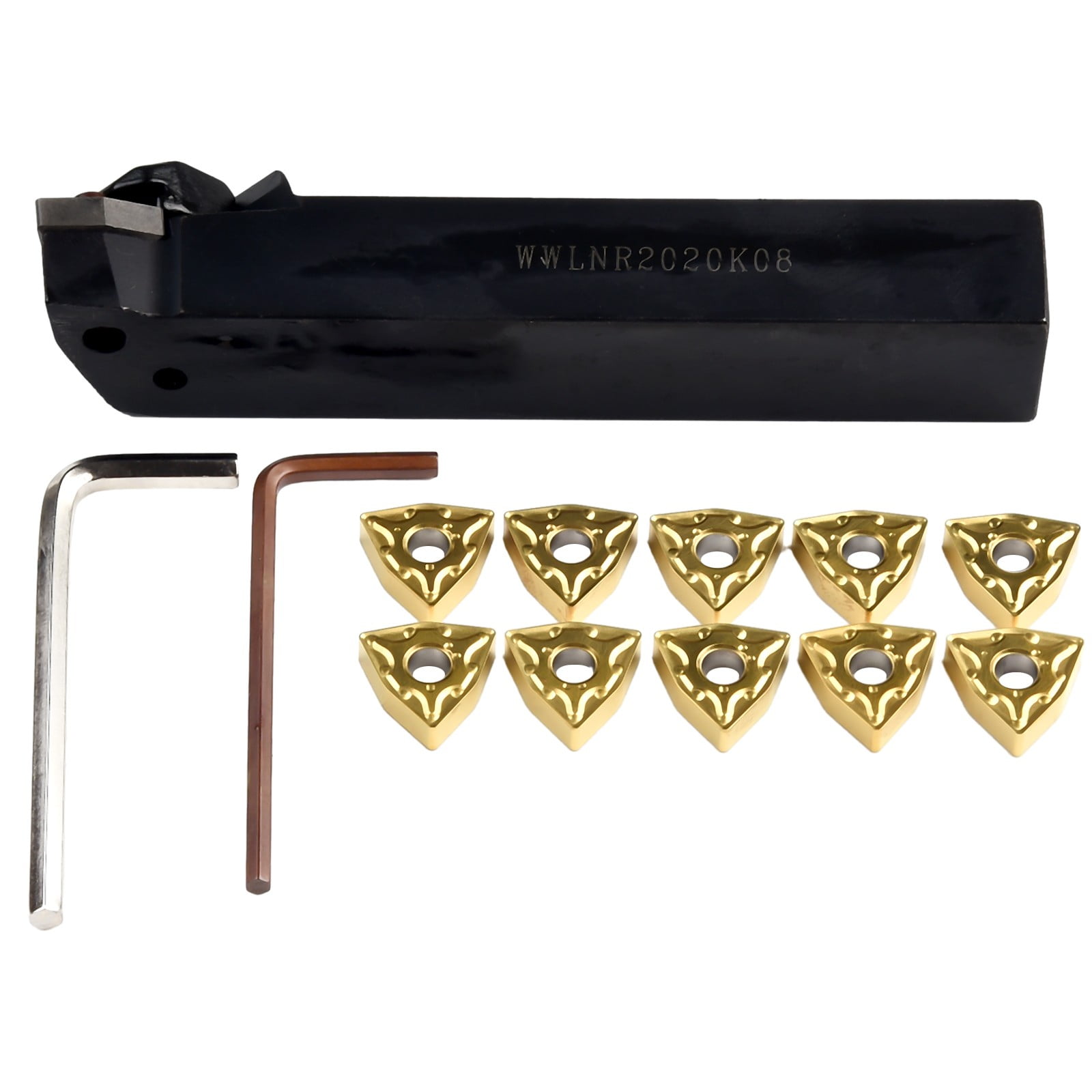 DAMIFU 10pcs WNMG080408 BP010 Carbide Insert WWLNR2020K08 Metal Lathe External Turning Tool ...