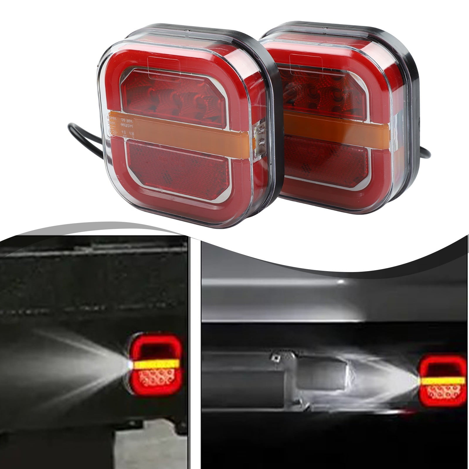 DAMIFU 12/24V 3 Colors Square Led Trailer Taillight License Plate Light ...