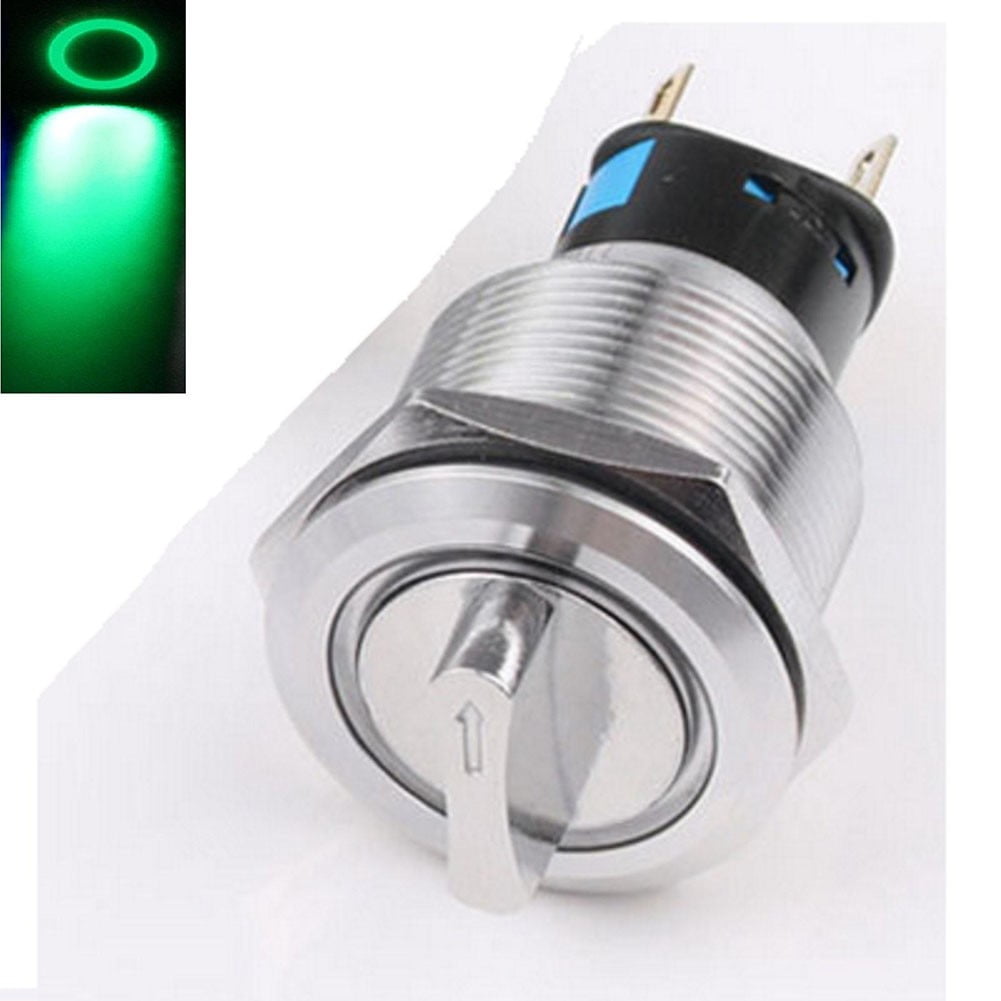 DAMIFU 19mm Rotary Switch Latching 3 Positions 2NO 2NC 3-6V Push Button Switch Green - Walmart.com