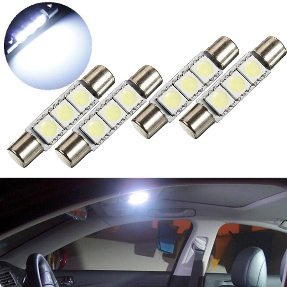 DAMIFU 4 X White LED ST6-5050-3SMD 29mm B6LED Fuse Visor Vanity Mirror ...