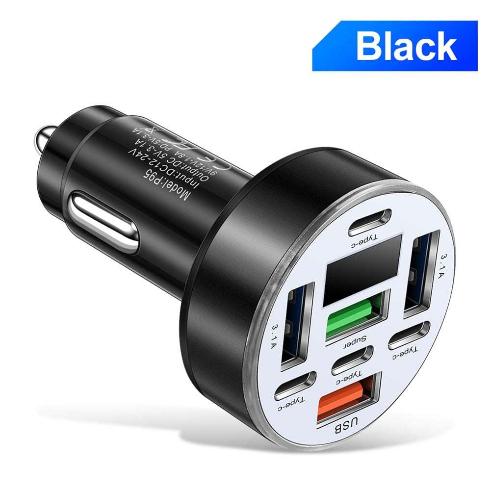 DAMIFU 40W 8-In-1 Car Fast Charger Voltage DIgital Display 4USB+4PD ...