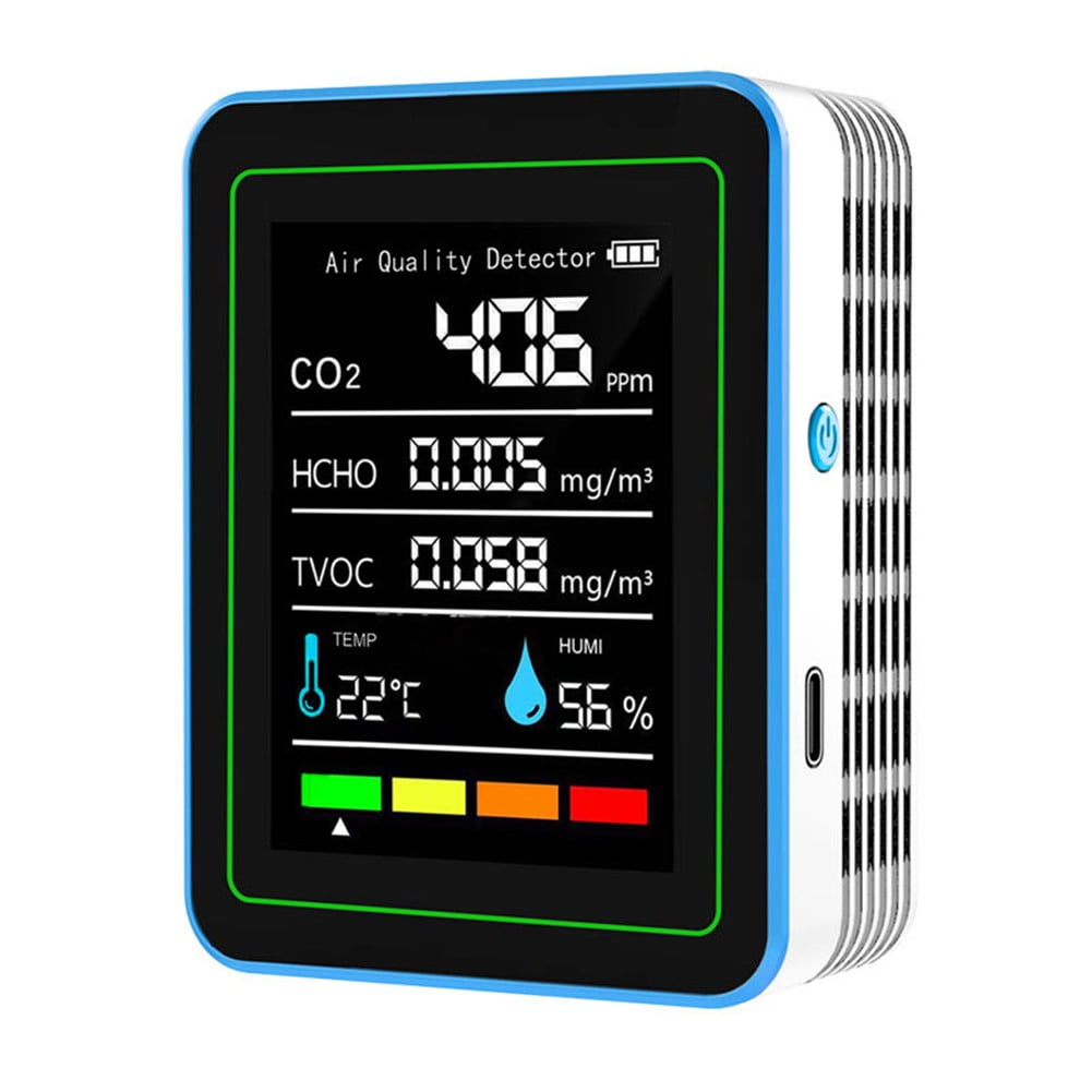 DAMIFU 5 in1 Indoor Carbon Dioxide Detector Air Quality Monitor HCHO ...