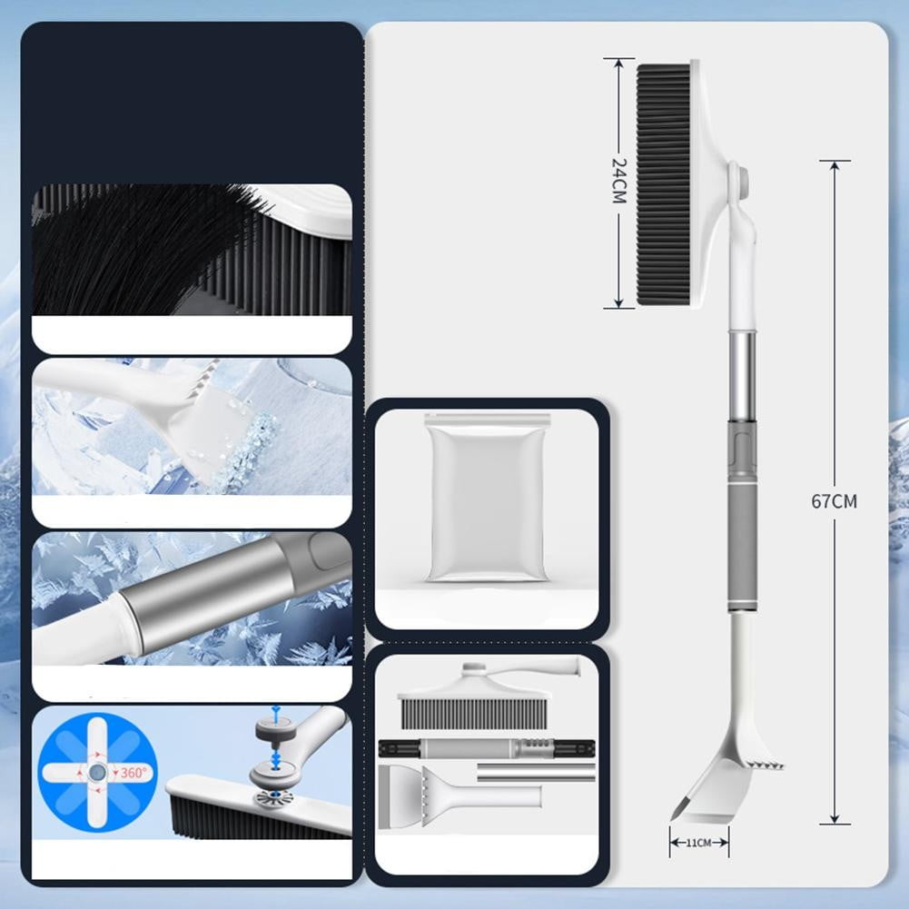 DAMIFU Car Ice Scraper with Broom 3-in-1 , Foam Handle and 360 ...