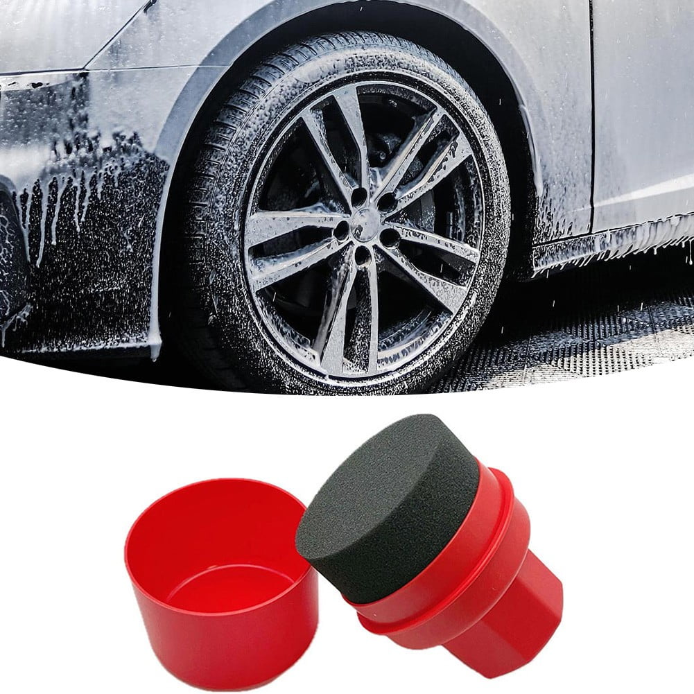 DAMIFU Car Wheel Polishing Waxing Curved Tire Sponge Brush With Cover ...