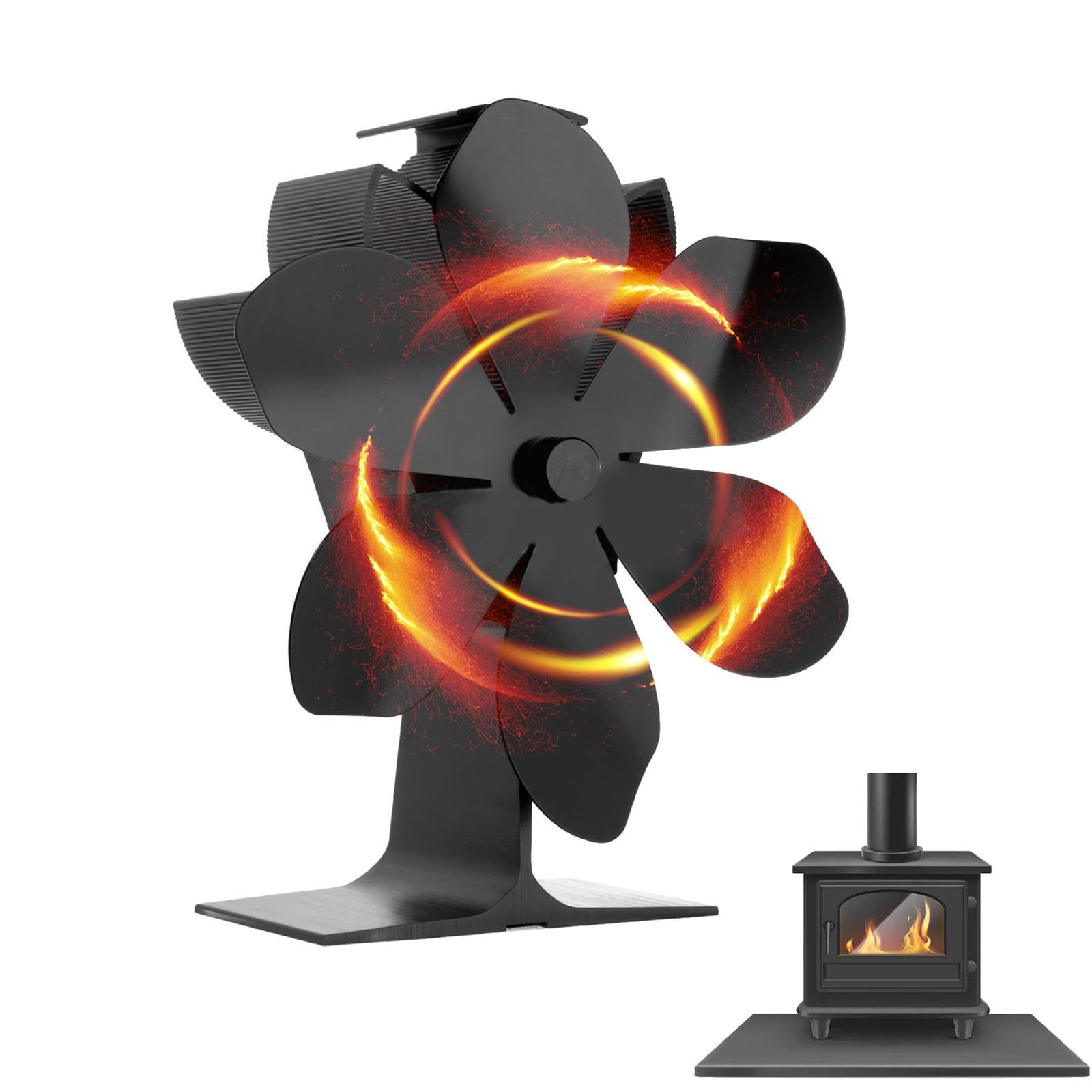 DAMIFU Fireplace Fan 6 Blade Stove Fan No Power Quiet Running Lotus ... DAMIFU Fireplace Fan 6 Blade Stove Fan No Power Quiet Running Lotus ...