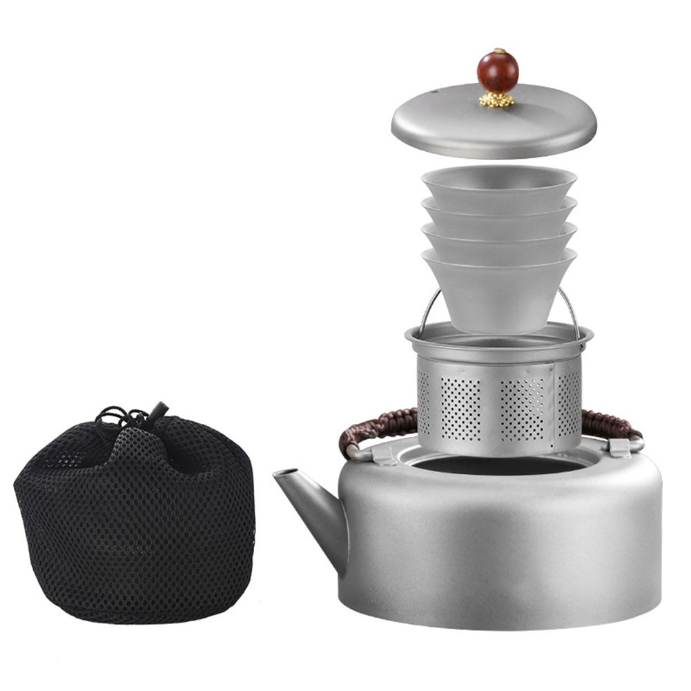 DAMIFU Portable Travel Ti Tea Kettle Set Coffee Tea Pot With Filter For ...