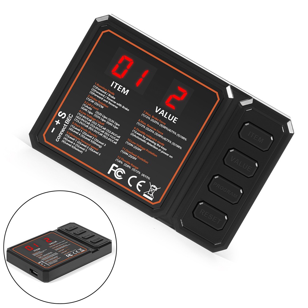 DAMIFU RC ESC Programming Card Digital Programmer For /10 RC Car ...