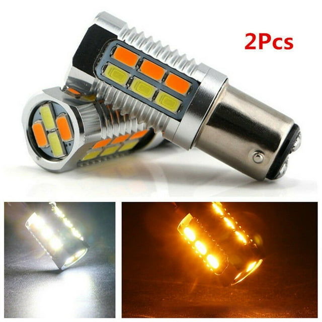 DAMIFU Simple Design 1157 Dual Color LED Turn Signal Bulbs White Amber ...