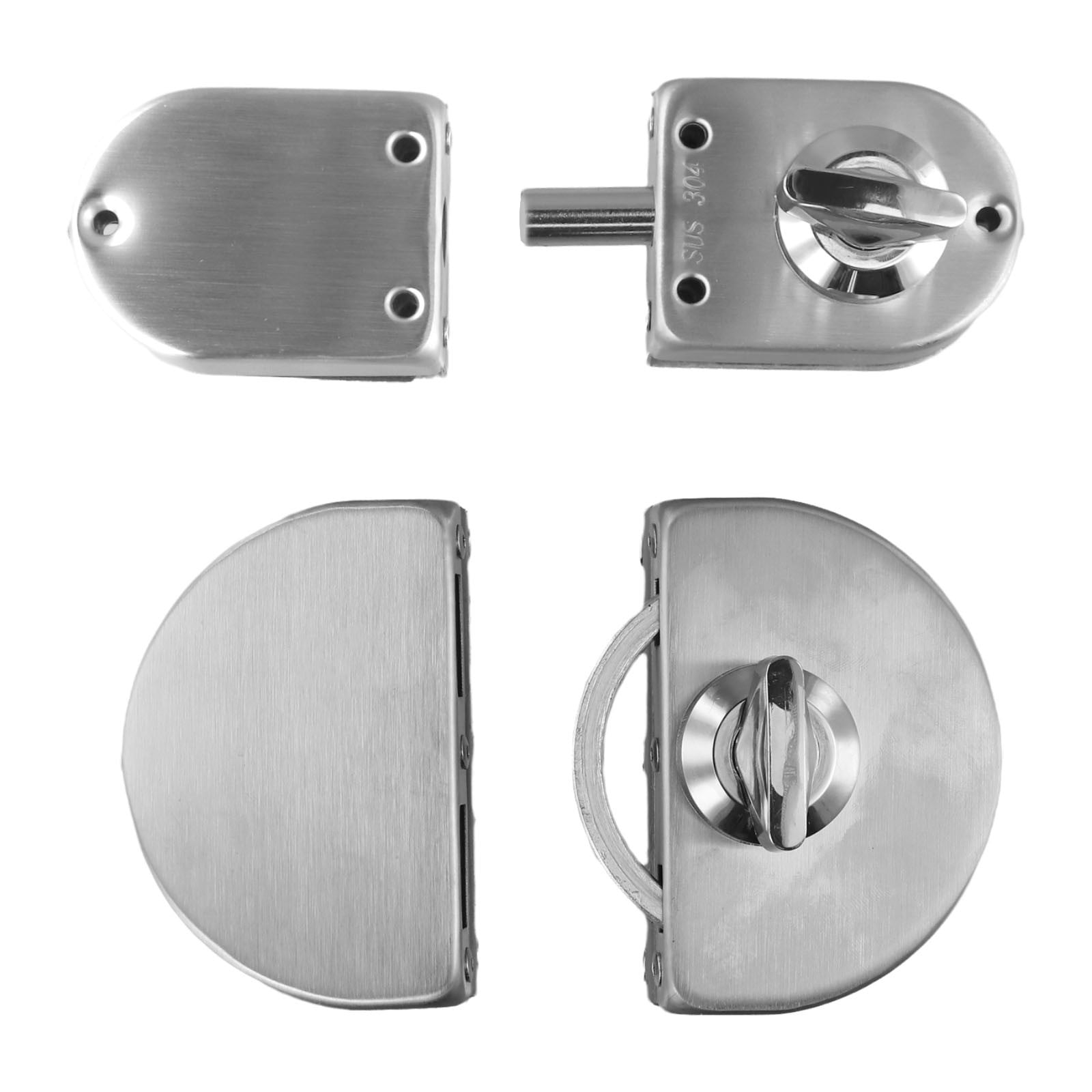 DAMIFU Stainless steel double glass door locks, push-pull locks double-sided floor lock ...