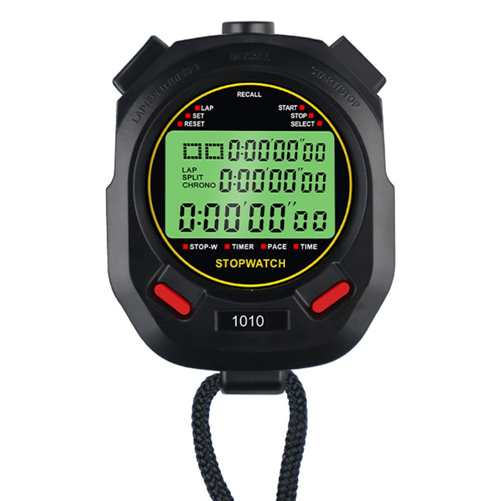 DAMIFU Stopwatch Timer Lap Split Digital Alarm Large Display 3-Way 10/30/60/100 Memory YS-1010 ...