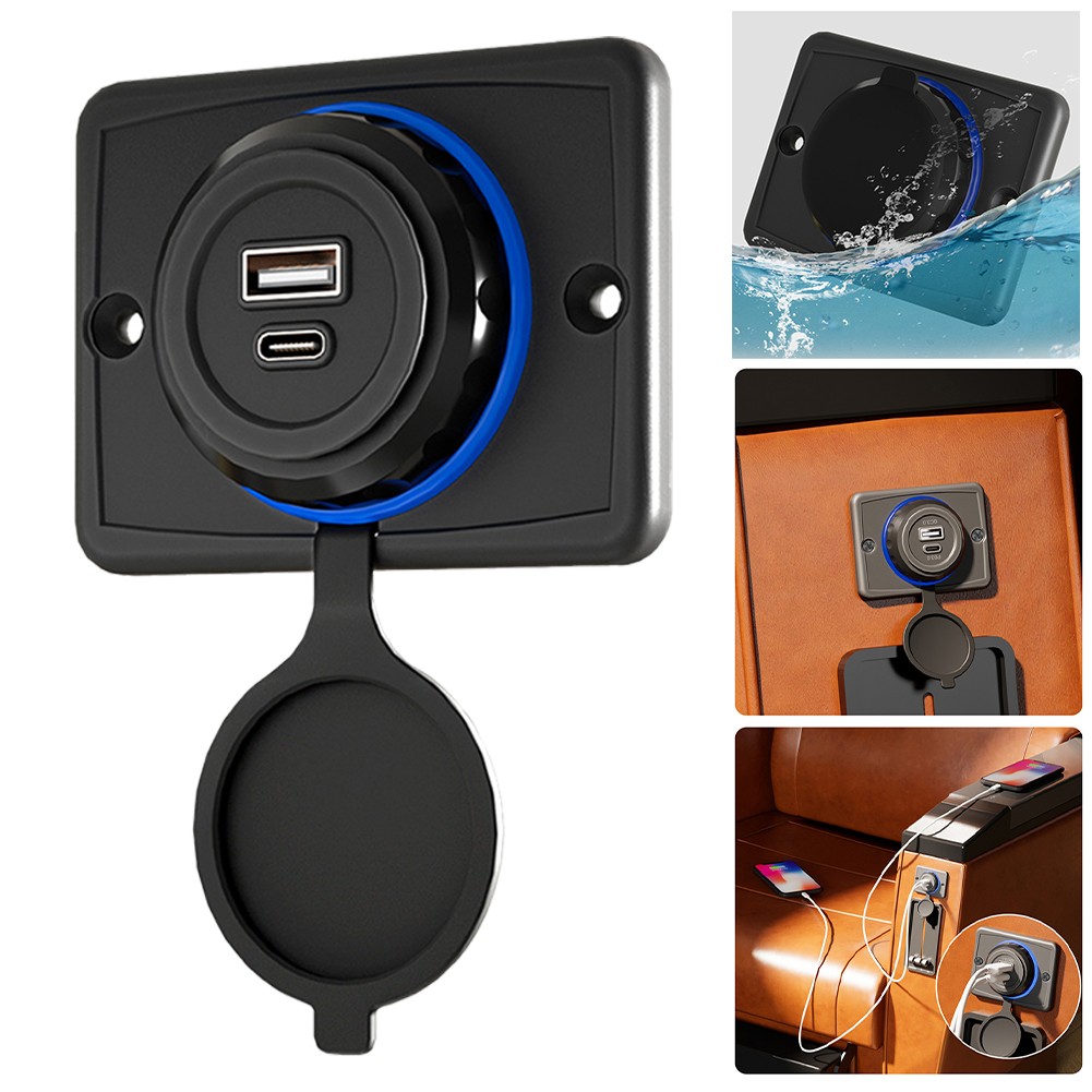 DAMIFU USB+PD Car Charger Power Socket Panel Mount Fast Charging ...
