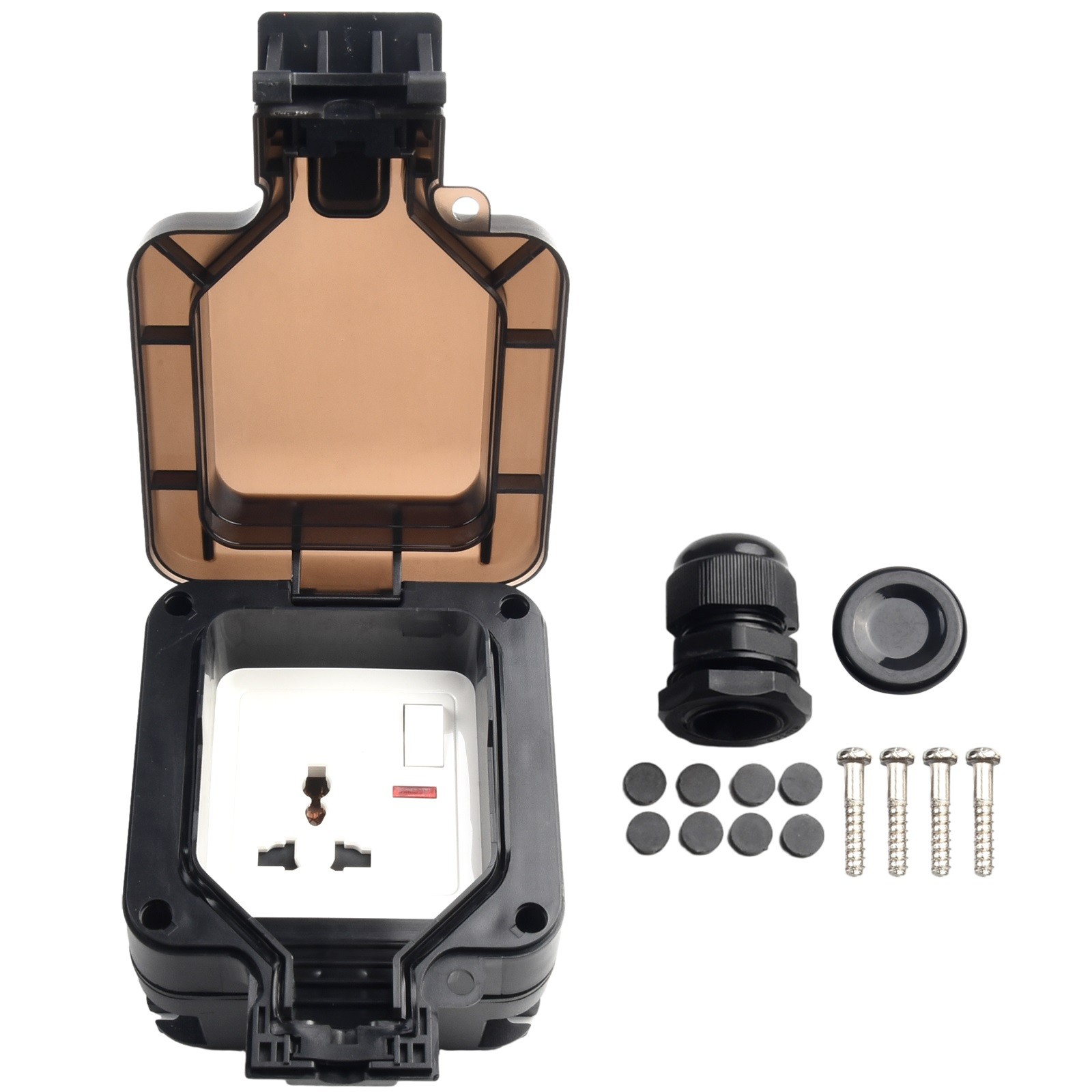 DAMIFU Waterproof IP66 Socket Switch 3Hole 13A With Hinged Lid Lockable ...