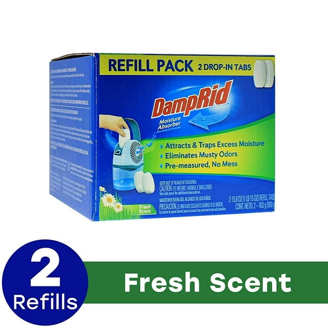 DampRid Moisture Absorber Drop-in Tab Refill Pack, Fresh Scent, Damp ...