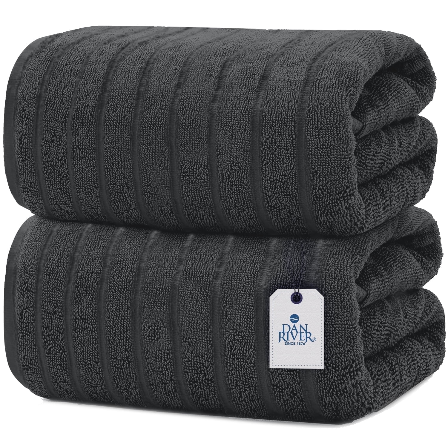 DAN RIVER Oversized Bath Sheets, Set of 2 - Lightweight 550 GSM Cotton ...