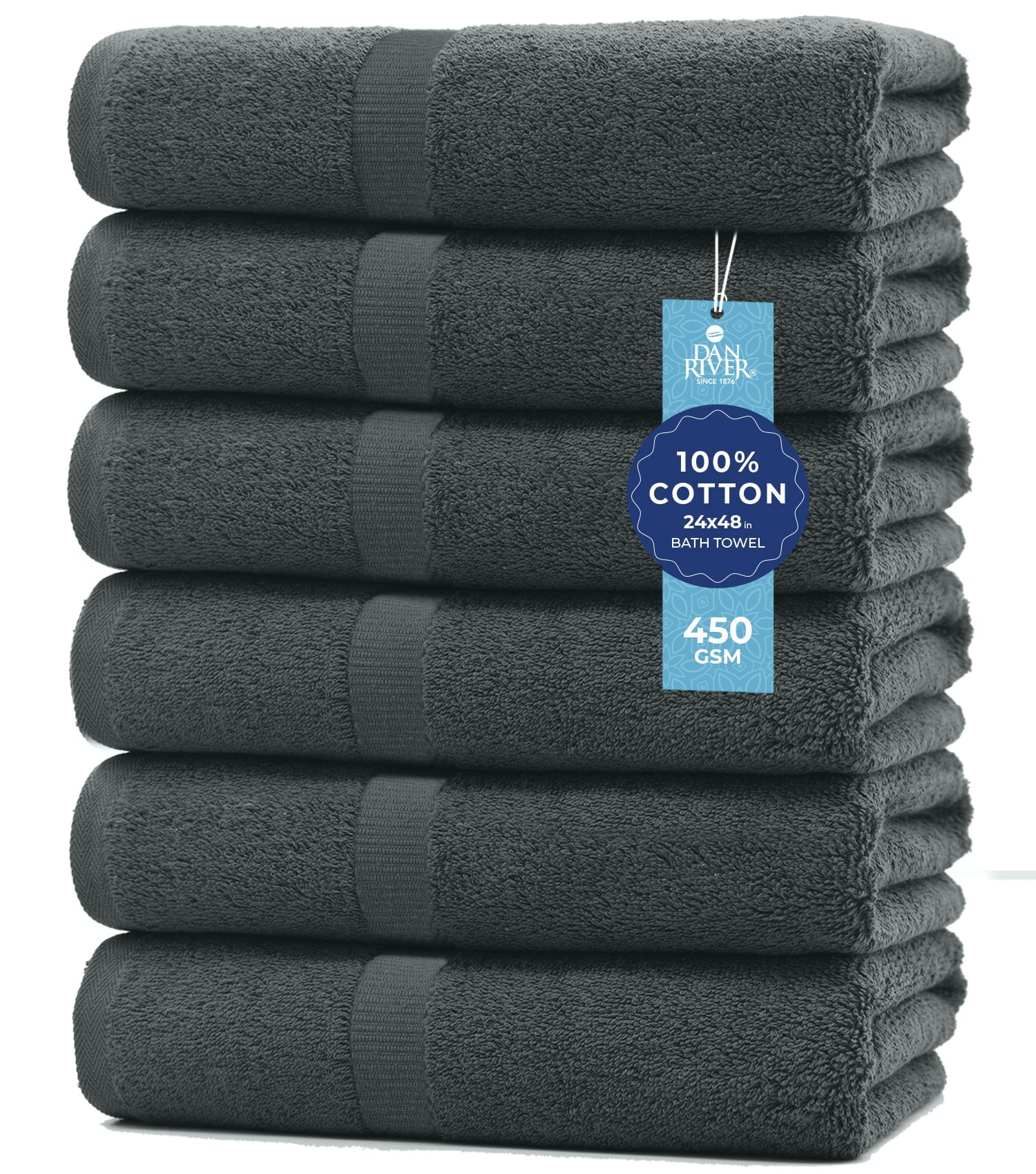 Dan River 100% Cotton Bath Towel Set, 6 Pack, Soft, Absorbent, Ideal ...