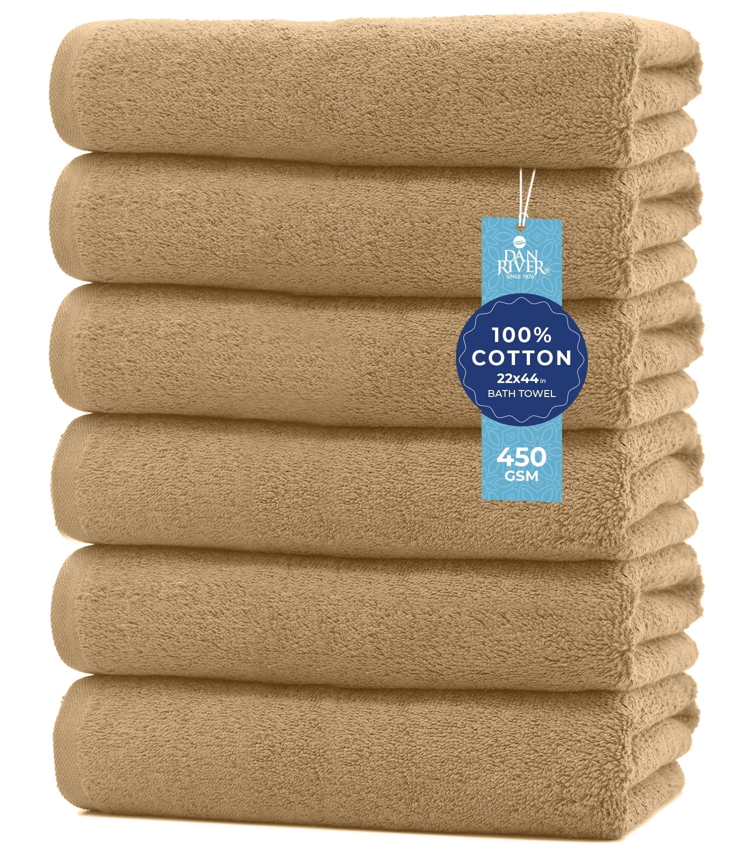 Dan River 6 Set Economy Bath Towels for Family | 100% Cotton, Soft ...