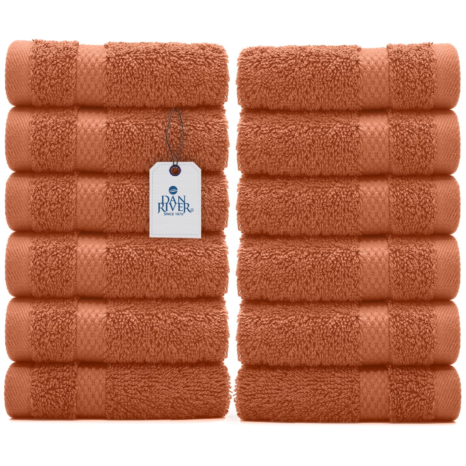 Dan River 100% Cotton Durable Face Washcloth Pack of 12 Soft, Absorbent ...