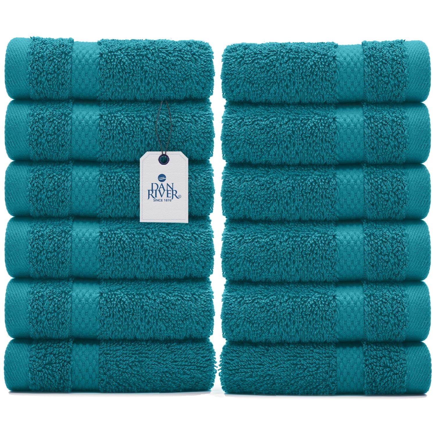 Dan River Face Towels Set of 12, 12x12 Inch 100% Cotton Washcloths ...