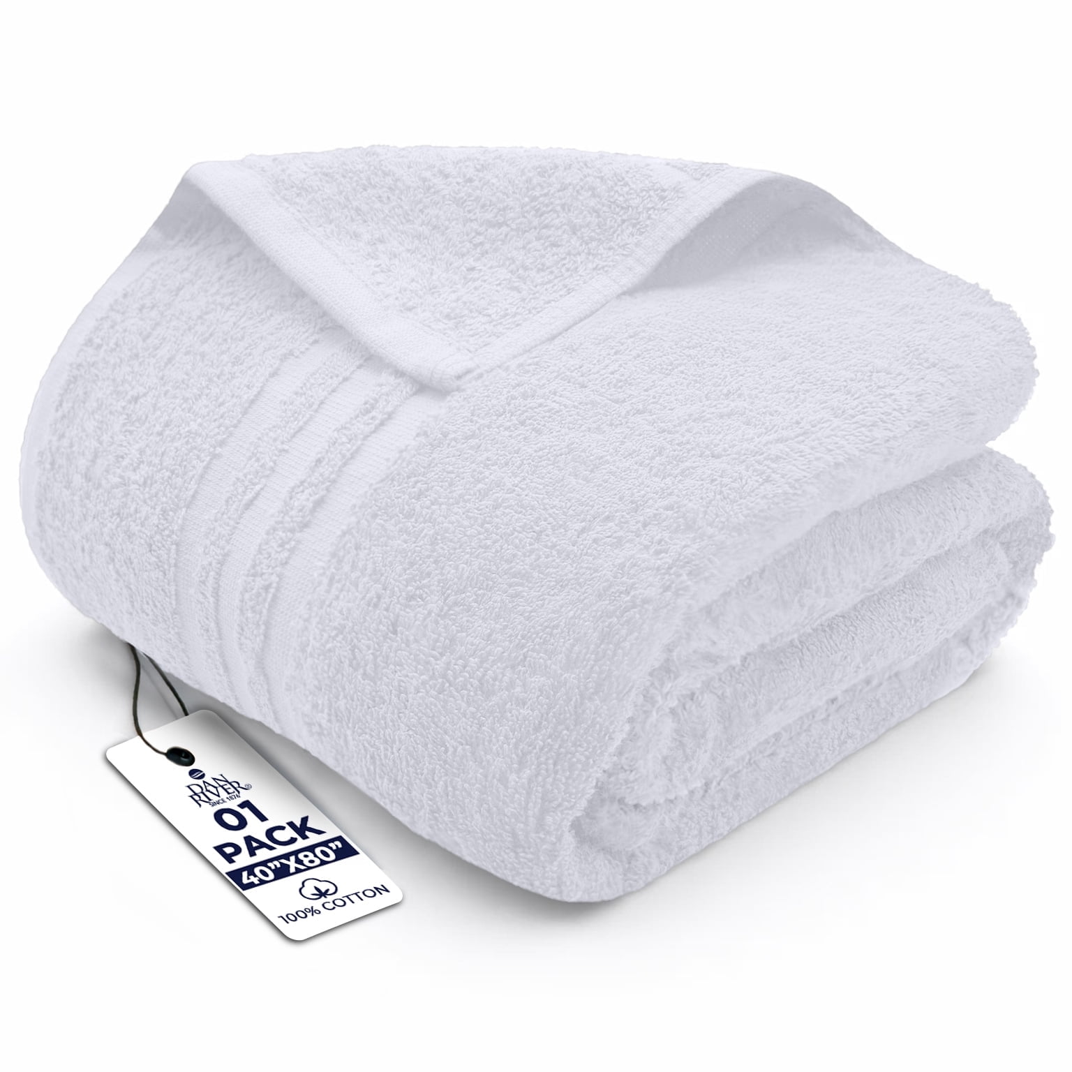 Dan River Jumbo Size 100% Cotton Bath Sheet, Oversized 40x80 Inch, Soft ...