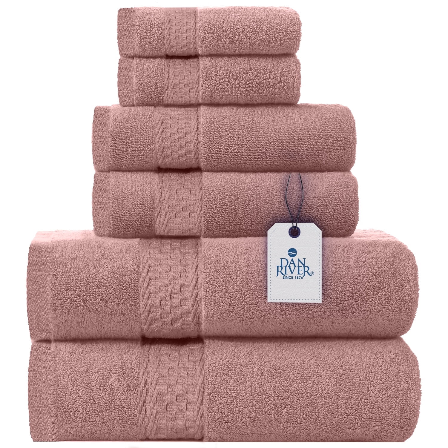 Dan River 100% Cotton Bath Towel 6-Piece Set Soft Quick Dry Towels for ...