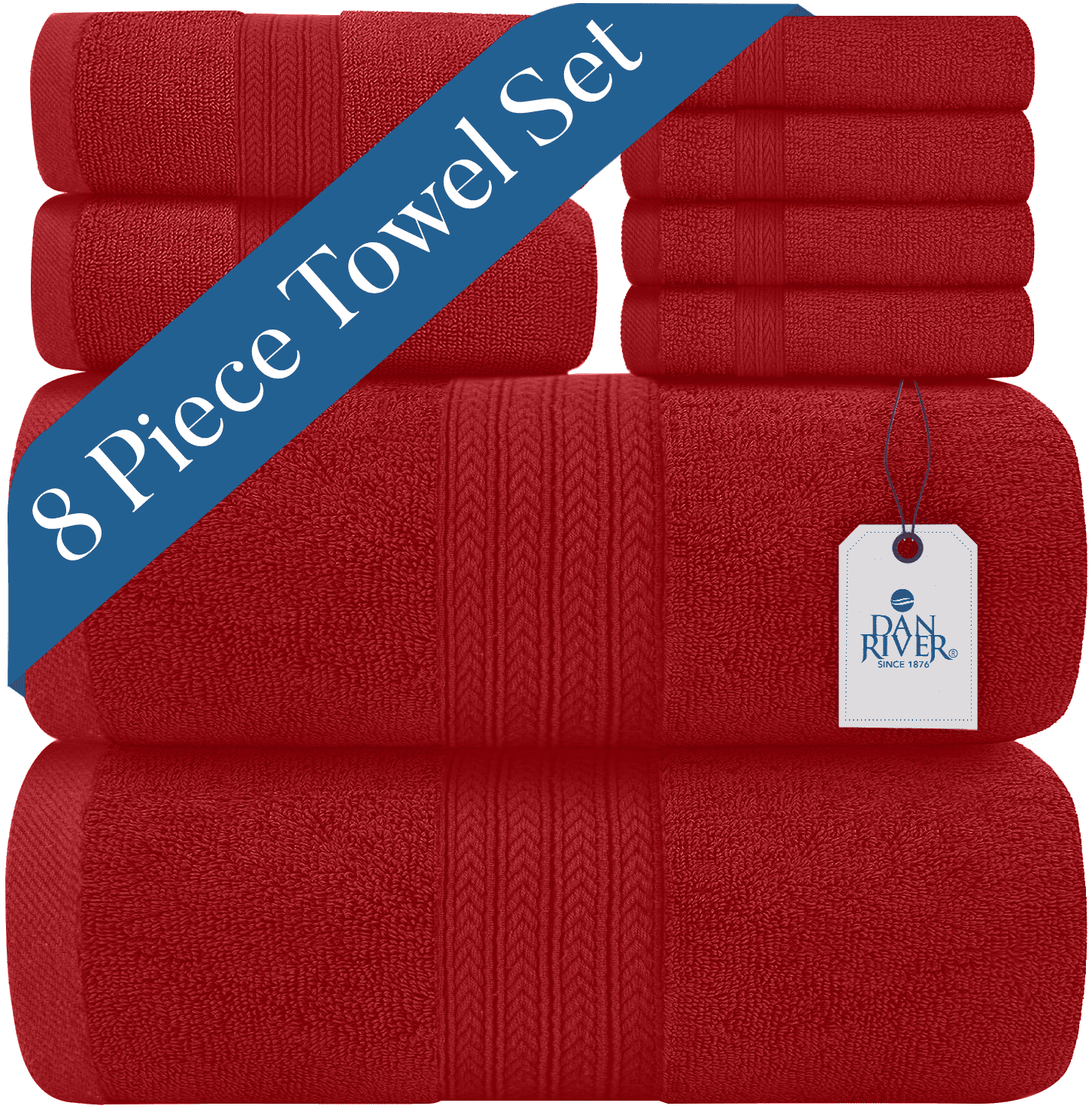 Dan River 100% Cotton Bath Towel 8-Piece Set Soft Quick Dry Towels for ...