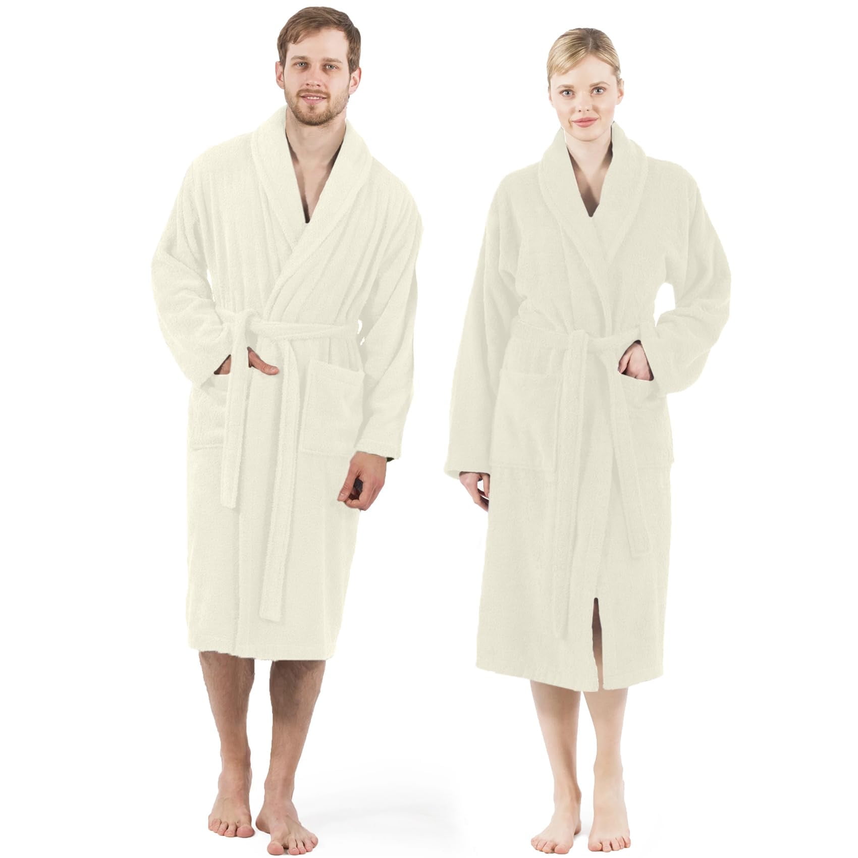 Dan River Terry Cloth Robes with Pockets - Absorbent 100% Cotton Unisex ...