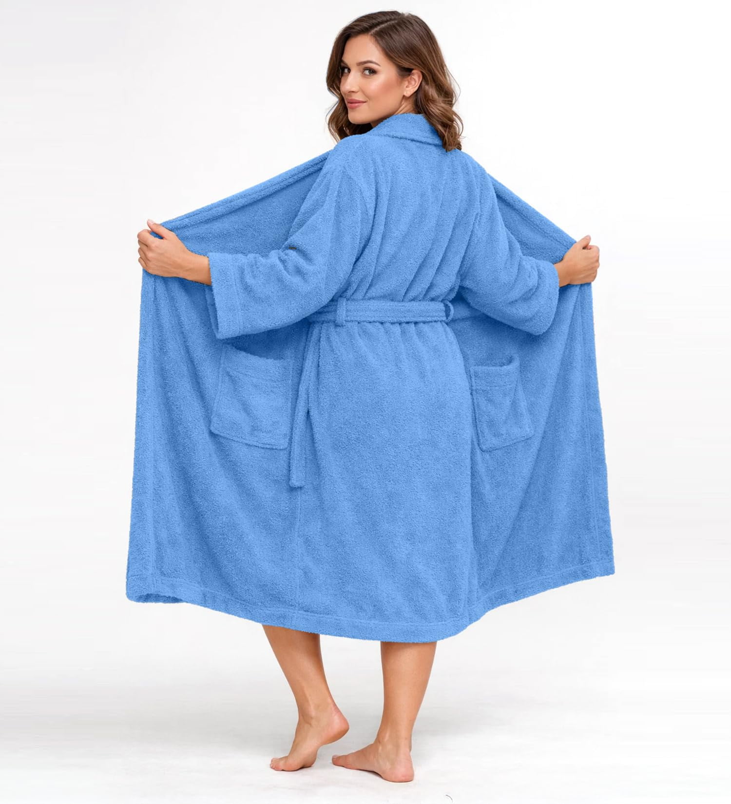 Dan River Bathrobe for Men and Women One Size Lightweight Cotton Terry ...