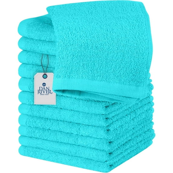 Dan River 100% Cotton High-Quality Washcloths Pack of 12 Soft ...