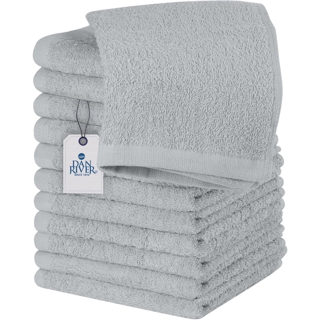 DAN RIVER 100% Cotton Washcloth Pack of 12 ( Silver - 12x12 In) | High ...