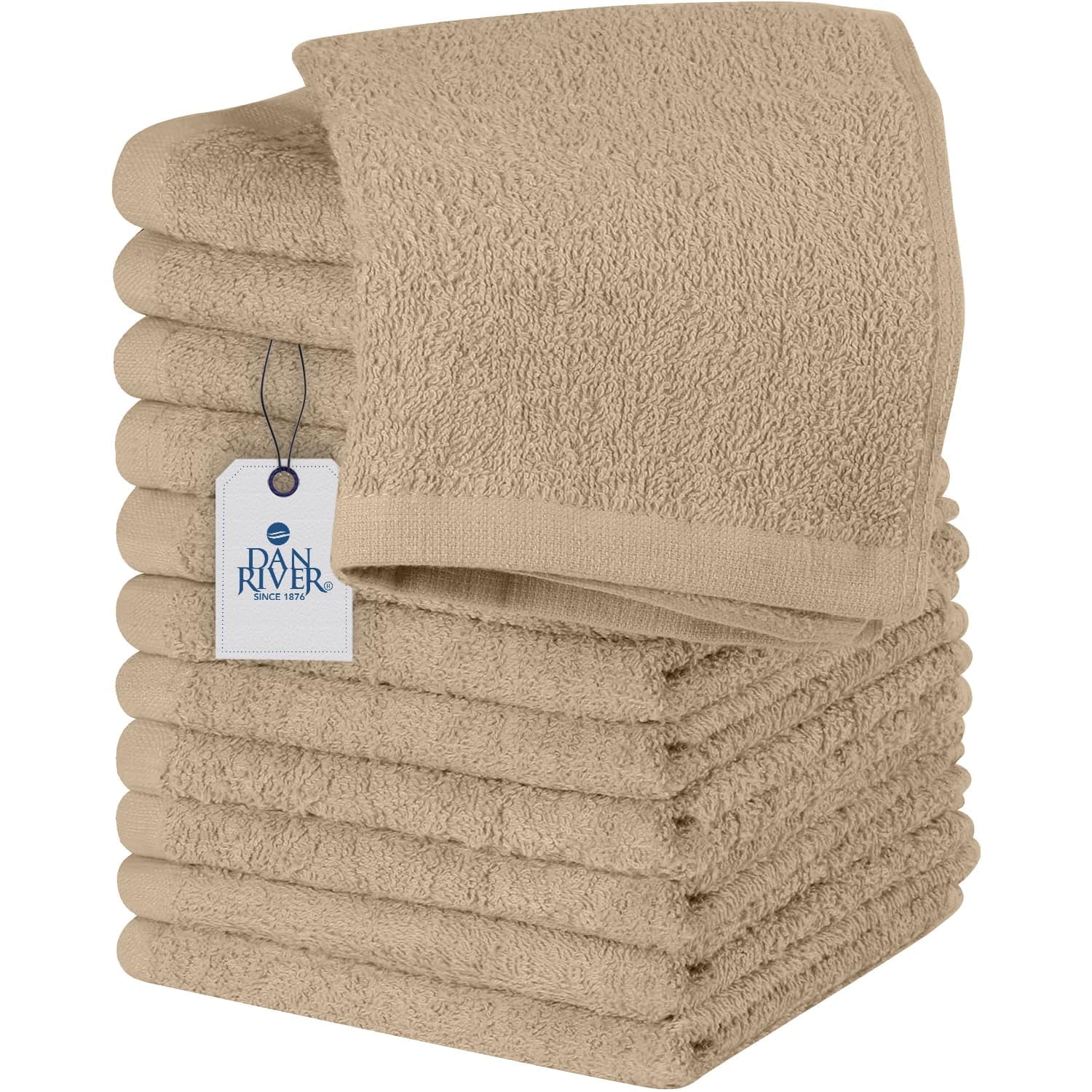Dan River Soft Bath Towels - 100% Cotton Washcloths, 12 Pack For ...
