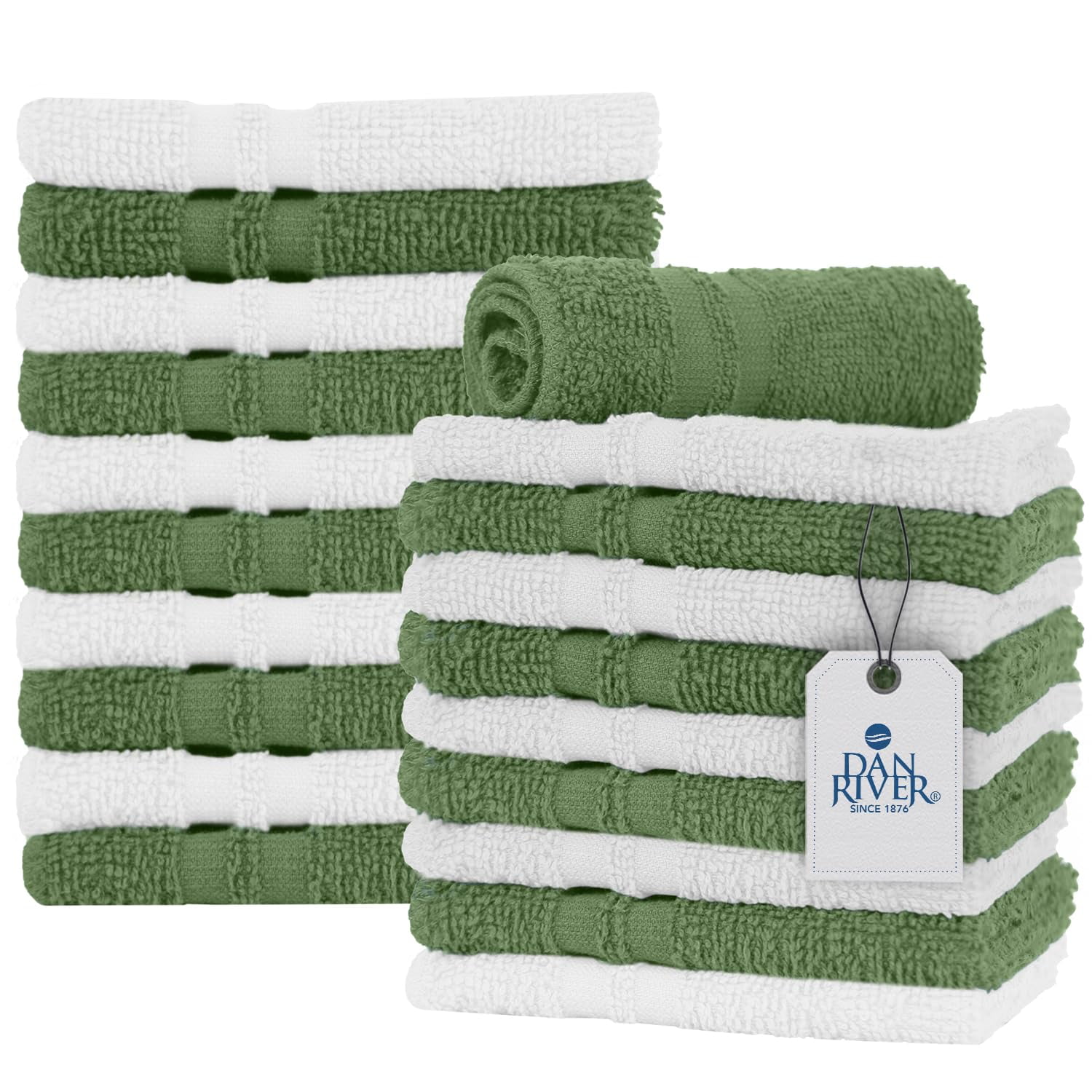 Dan River 100% Cotton High-Quality Assorted Washcloths Pack of 20 Soft ...
