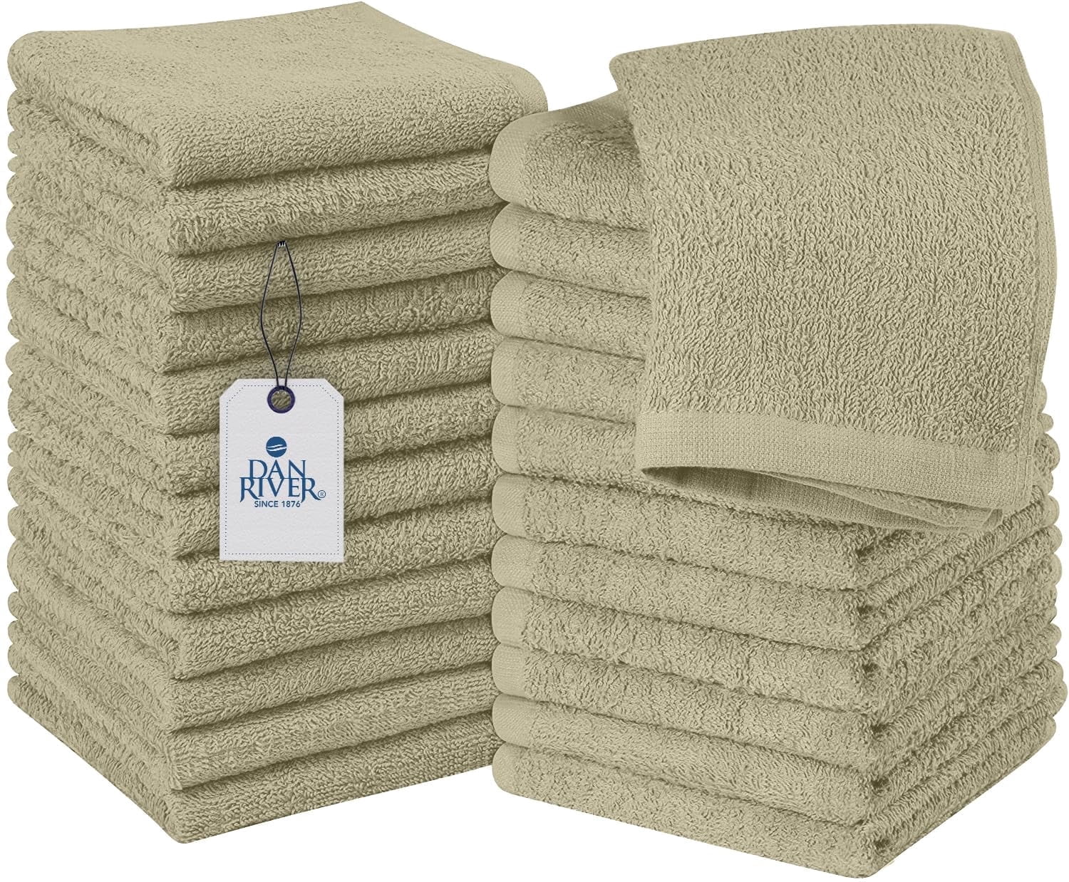 Dan River Cotton Washcloths Pack of 24, 12x12 Inch, Soft, Absorbent ...