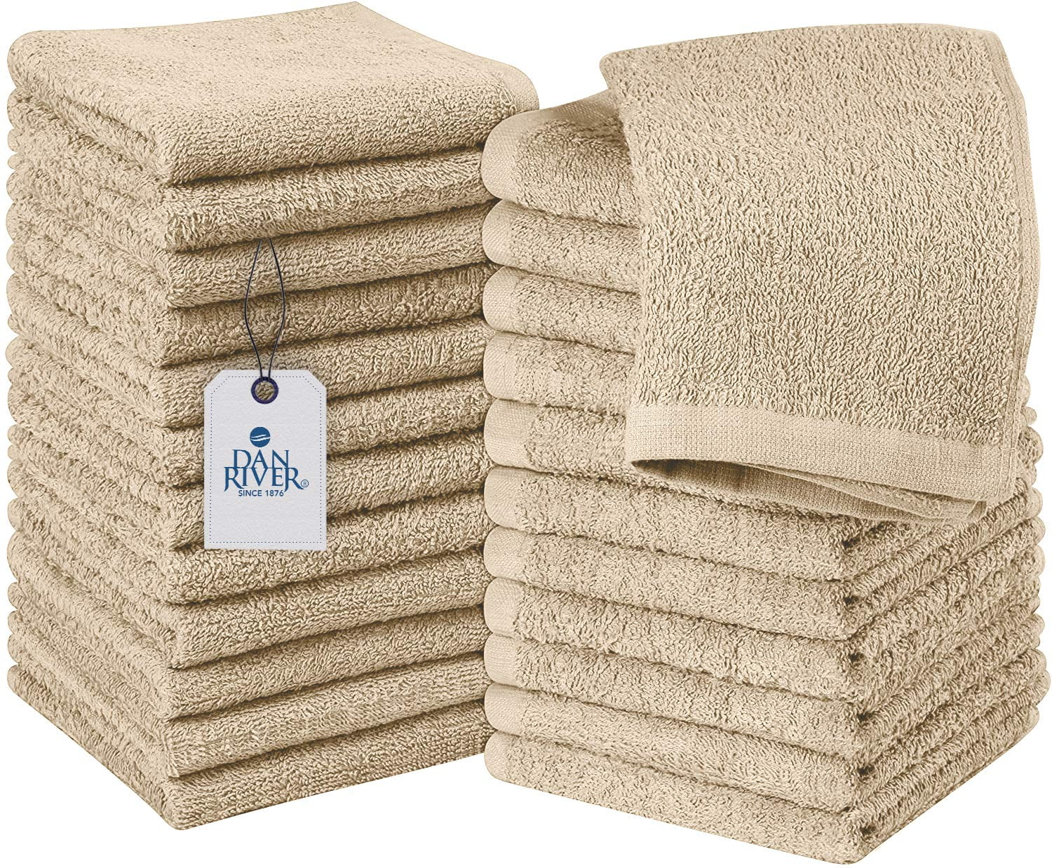 Dan River 100% Cotton High-Quality Washcloths Pack of 24 Soft ...