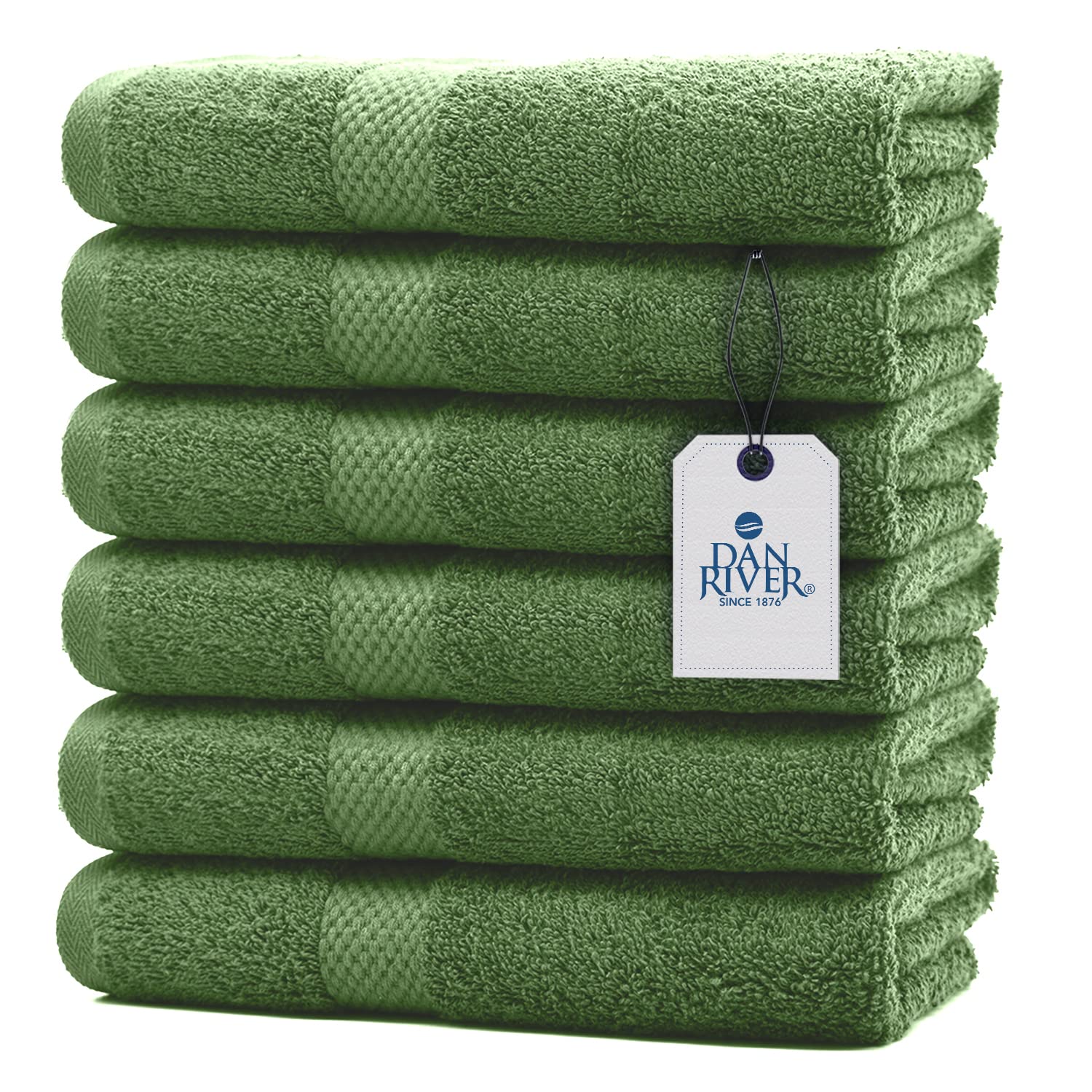 Dan River 100% Ring Spun Cotton Solid Hand Towel Pack of 6 Quick Dry ...