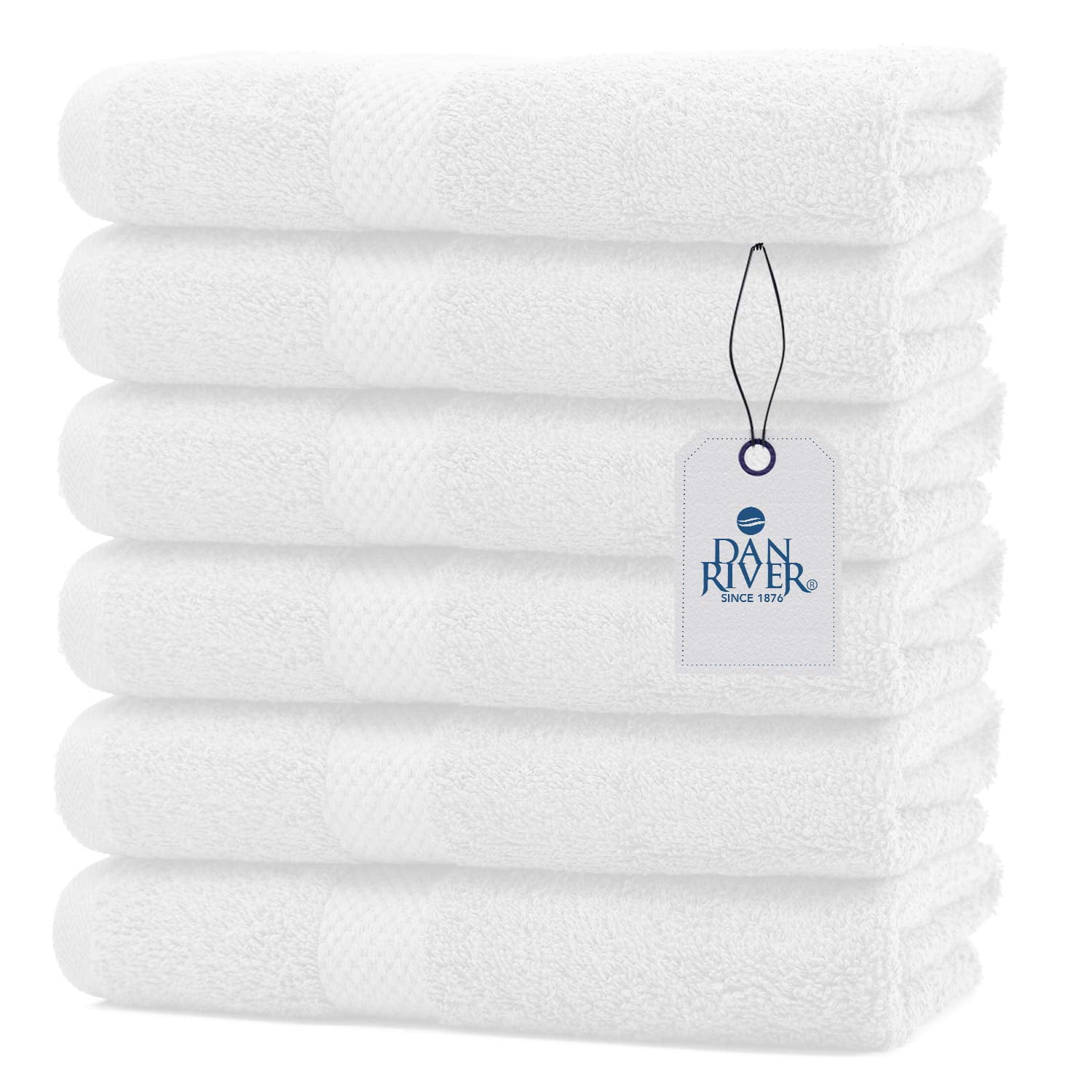 Dan River 100% Ring Spun Cotton Solid Hand Towel Pack of 6 Quick Dry ...