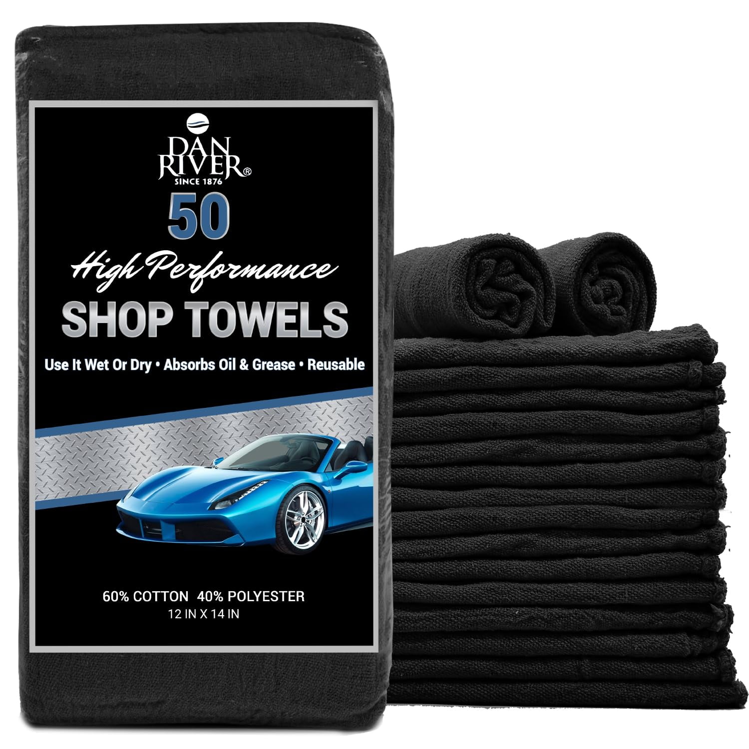 Dan River Poly/ Cotton Reusable Shop Washcloth Pack of 50 Heavy-Duty ...