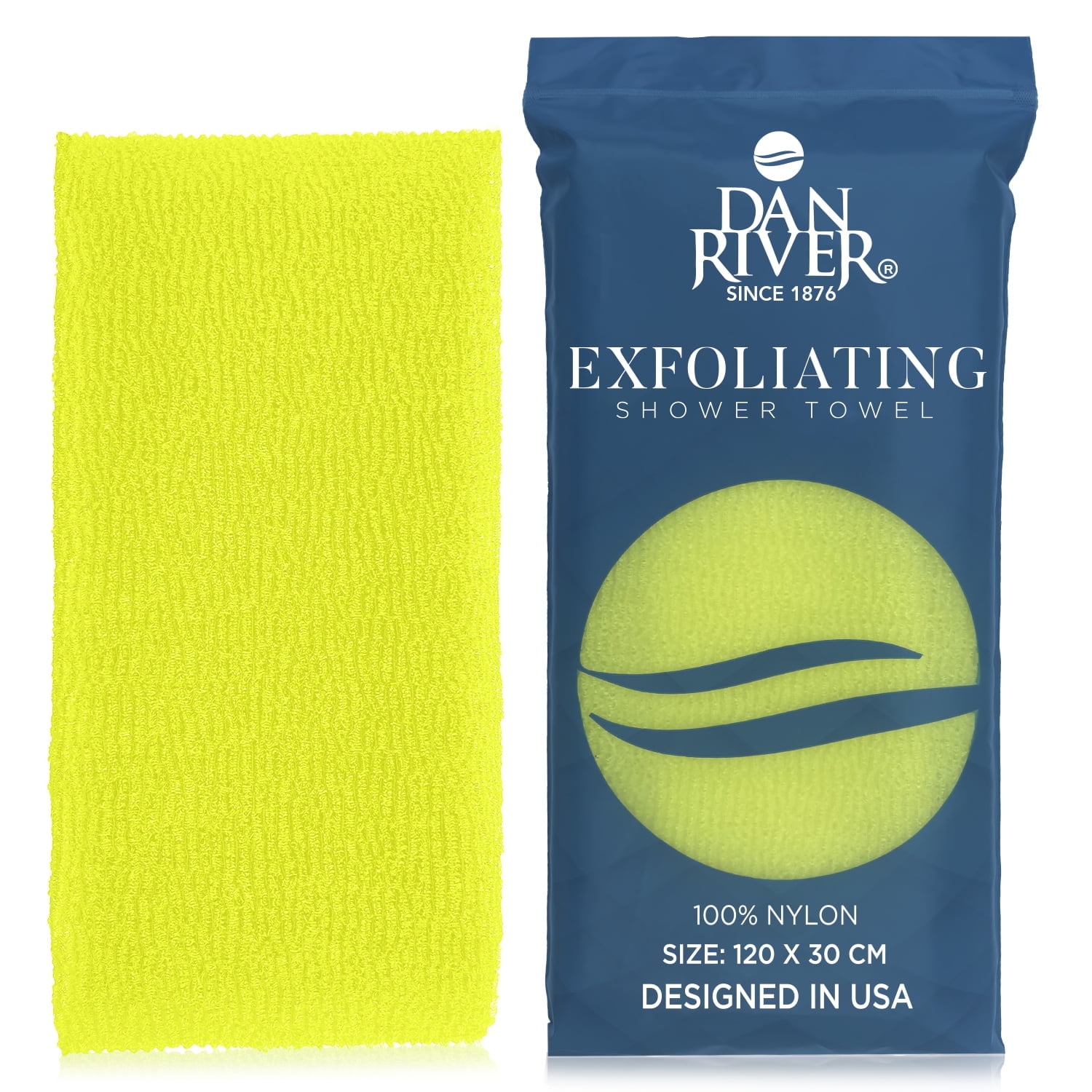 DAN RIVER Exfoliating Extra-Long Towel Yellow - 47"L x12"W Body ...