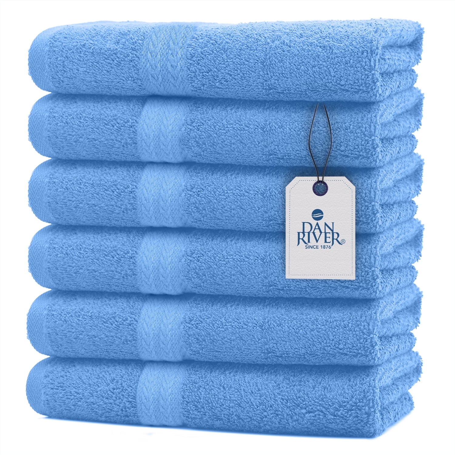 DAN RIVER Luxury Hand Towels Set Pack of 6 (16x28 in) 100% Ring Spun ...