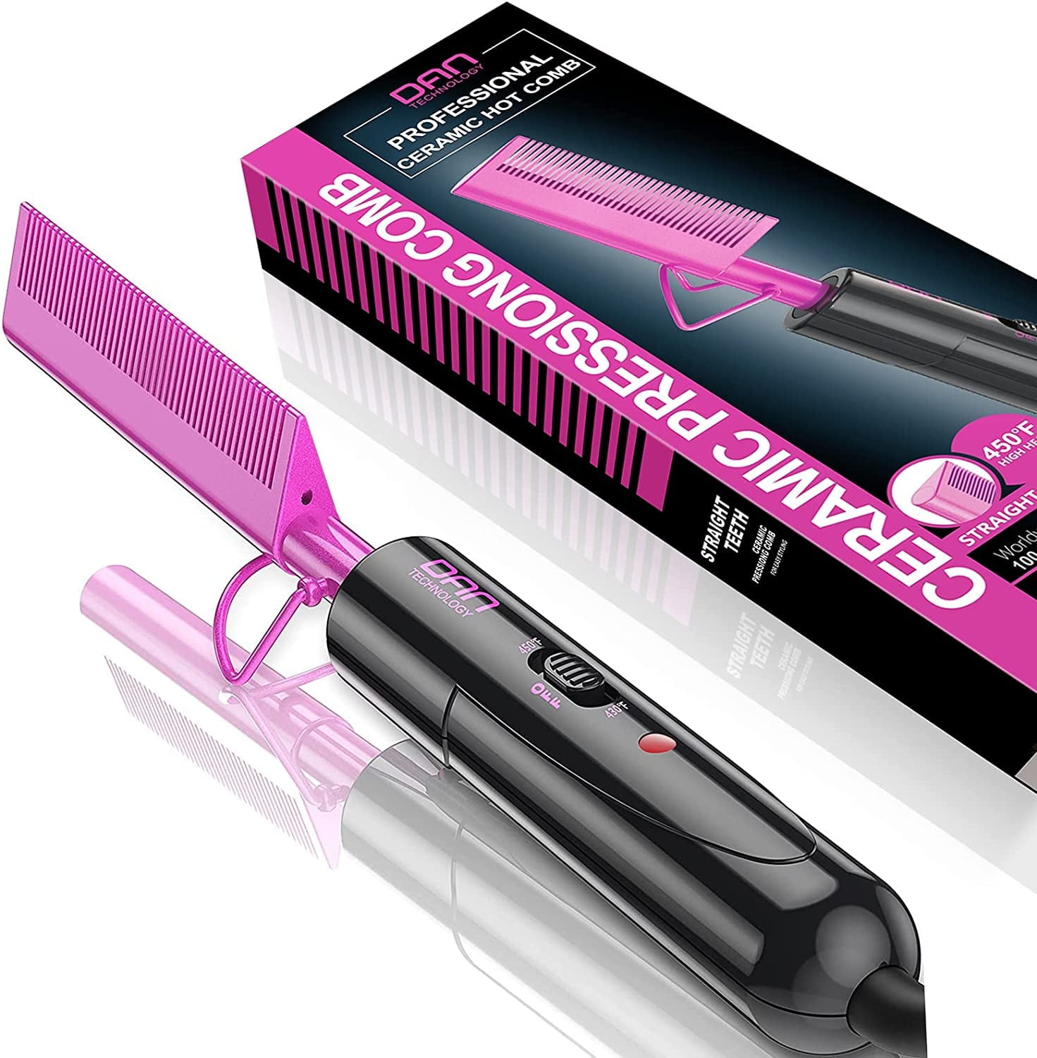 DAN Tech Mini Hot Comb, Electric 450℉, Dual Voltage, Keratin & Argan ...