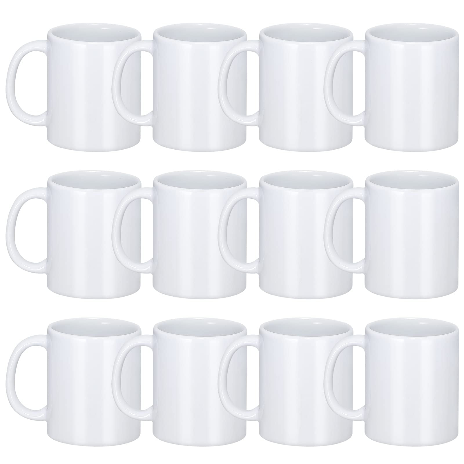 DANALLAN Sublimation Mugs, Premium Coffee Mugs Set of 12 White Ceramic ...