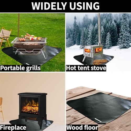 DANCHEL OUTDOOR 27.6x27.6'' Heat Resistant Stove Mats Fireplace Rugs ...