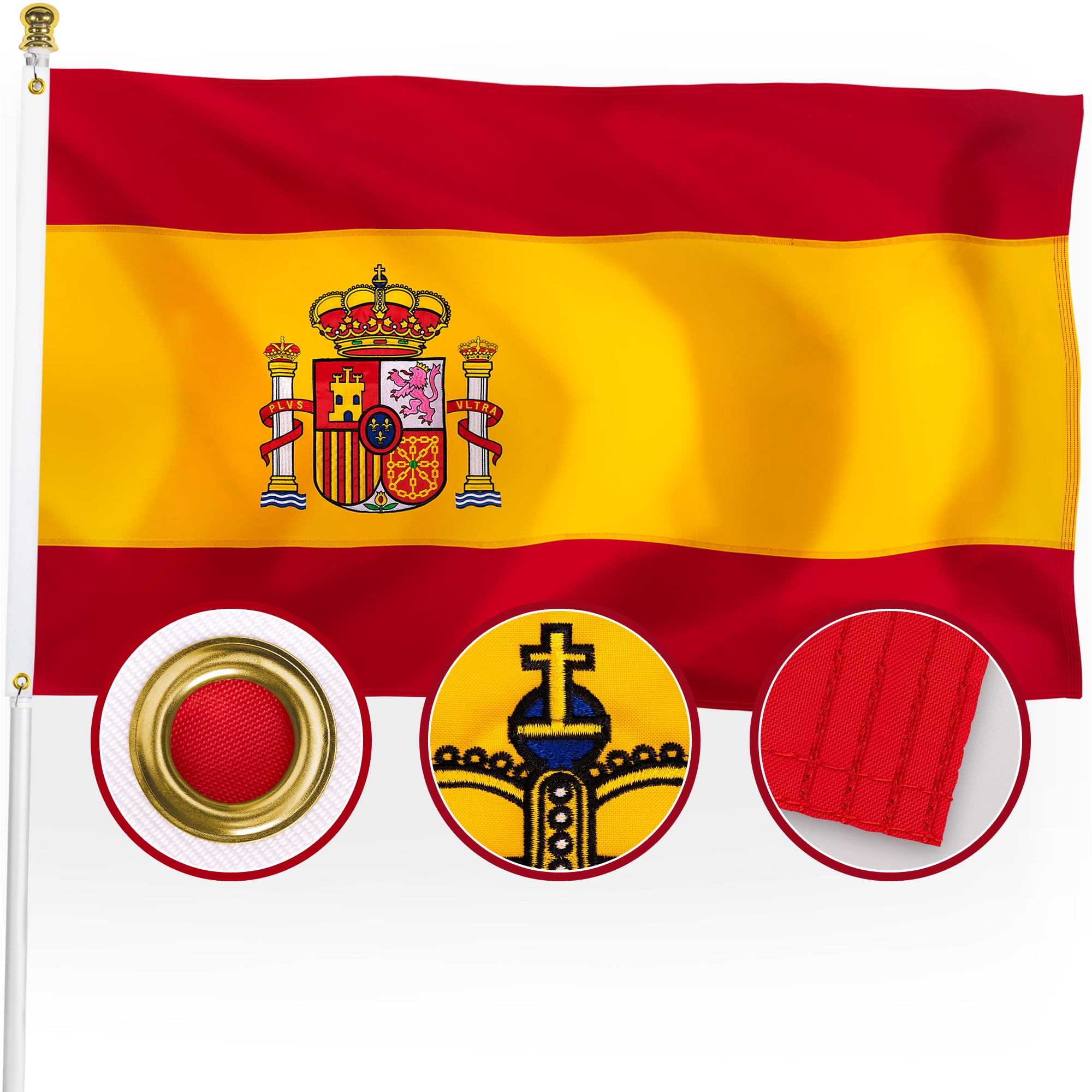 DANF Embroidered Spain Spanish Flag 3x5 Outdoor, Double Sided Heavy ...